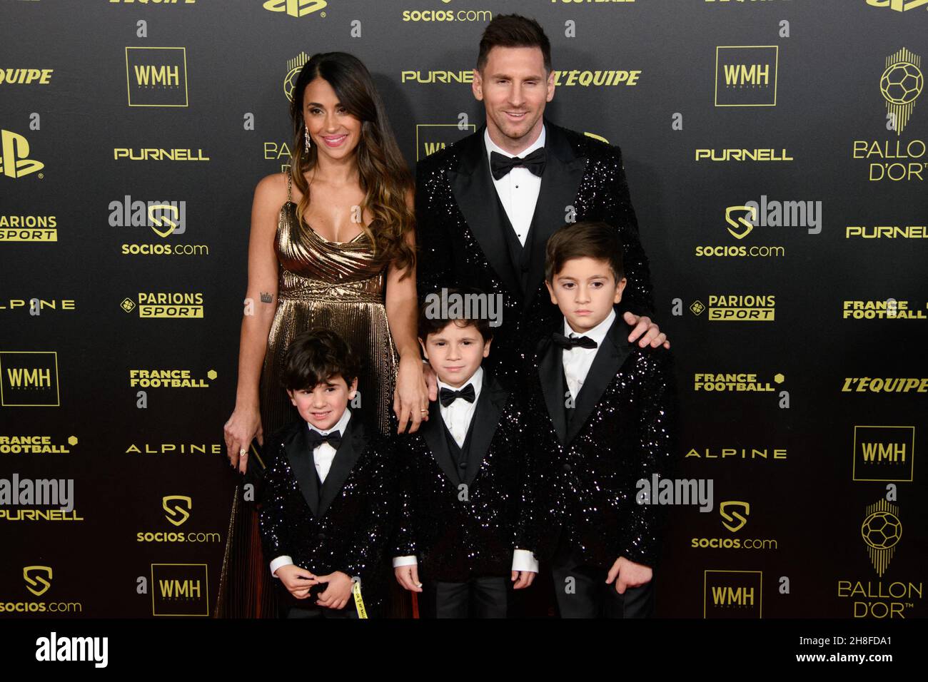 Lionel Messi, seine Frau Antonella Roccuzzo und ihre Kinder nehmen an ...