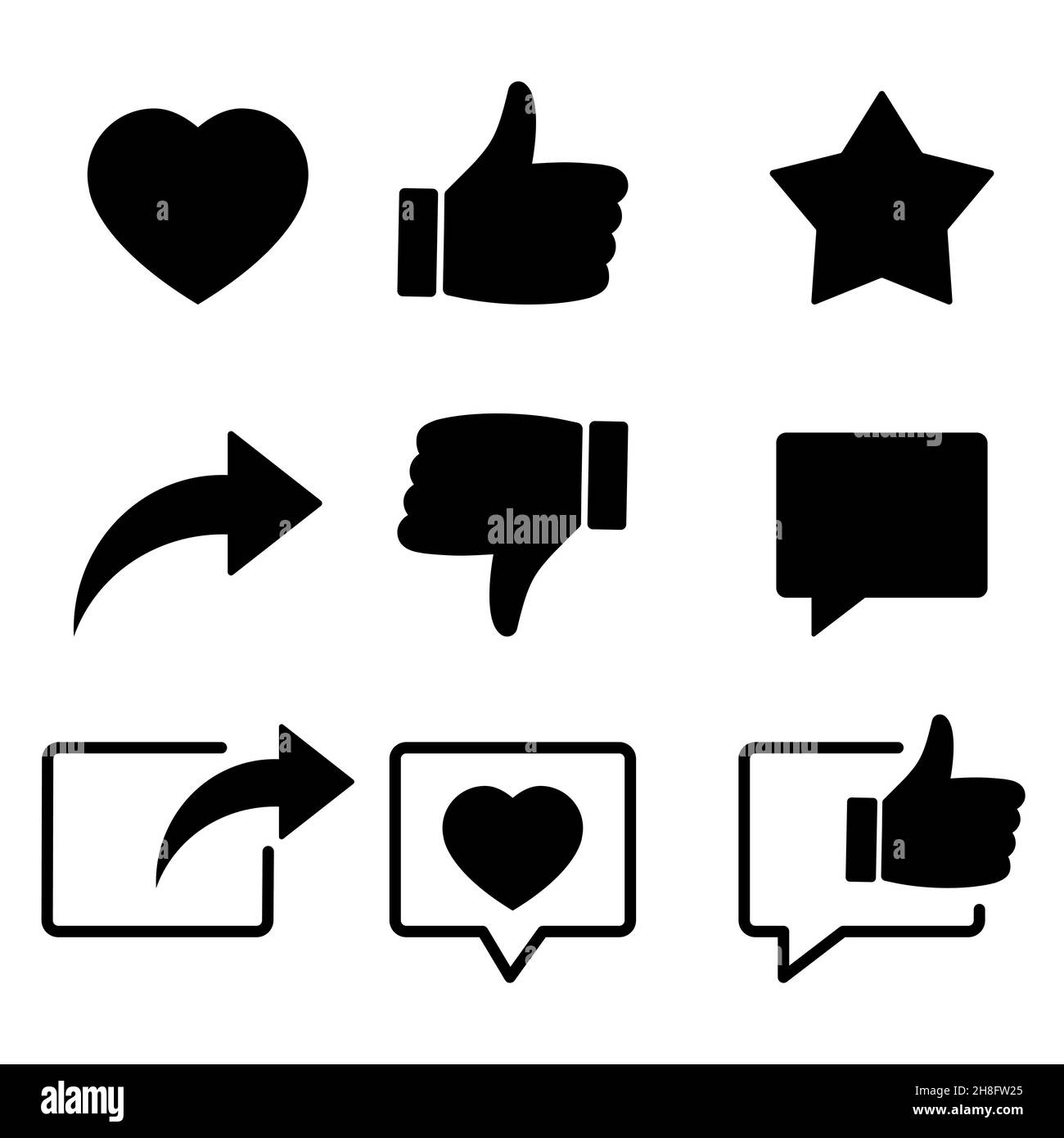 Sammlung von Social-Media-Symbolen, die soziale Interaktion ...