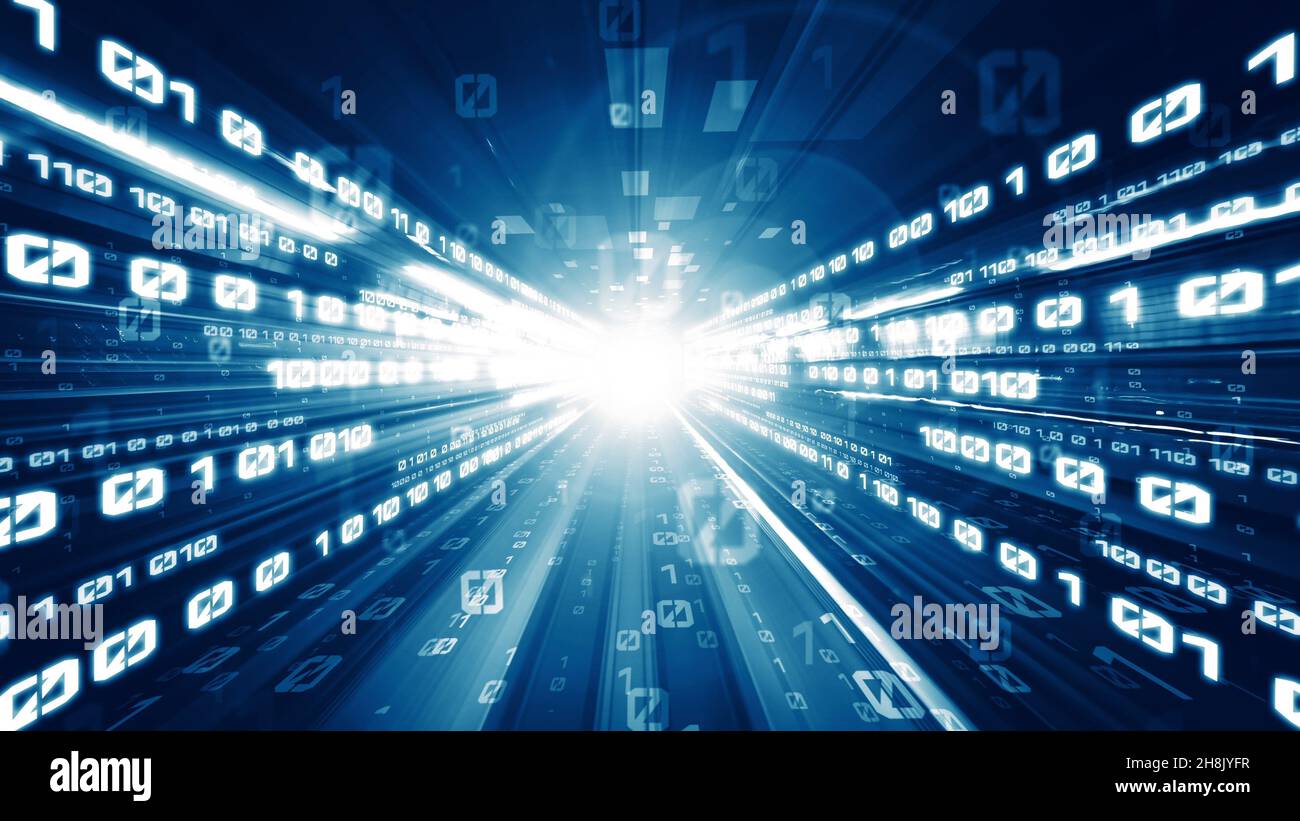 Digitaler Datenfluss auf der Straße im Konzept der globalen Cyber ...