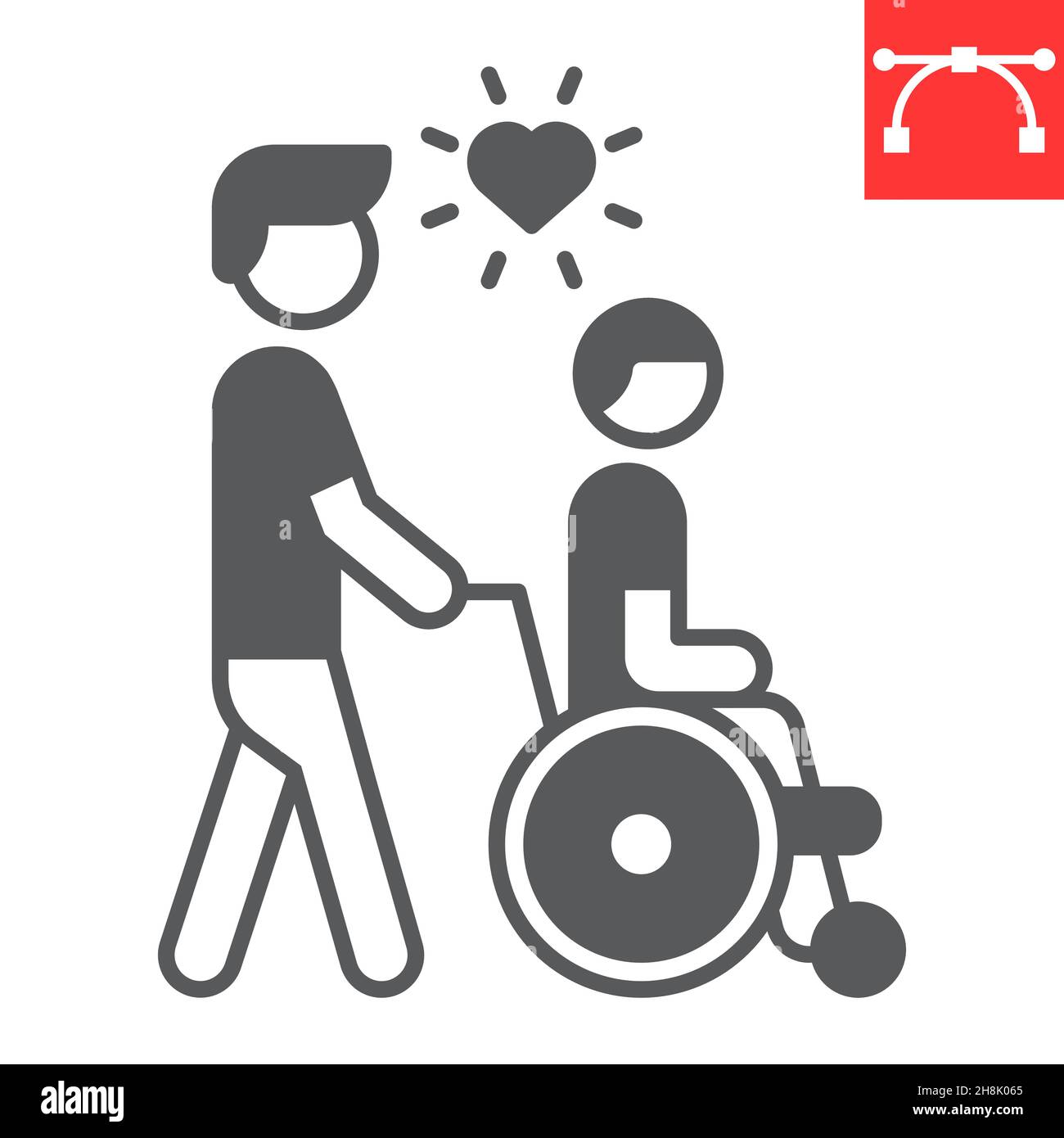 Behinderte Menschen helfen Glyphen-Symbol, Hausmeister und ...