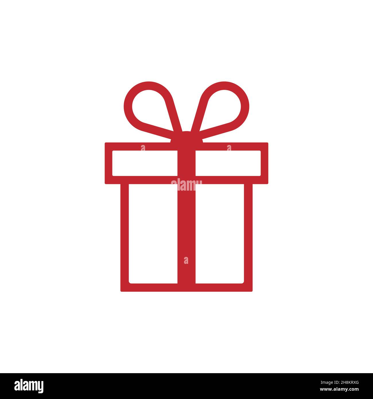 Geschenkboxen rot linear und Silhouette Symbole isoliert auf weißem ...