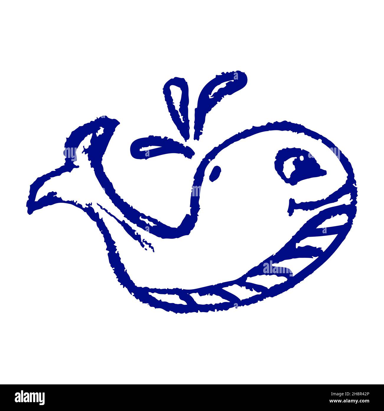 Wal. Symbol im Handzeichnen-Stil. Zeichnen mit Wachsmalstiften ...