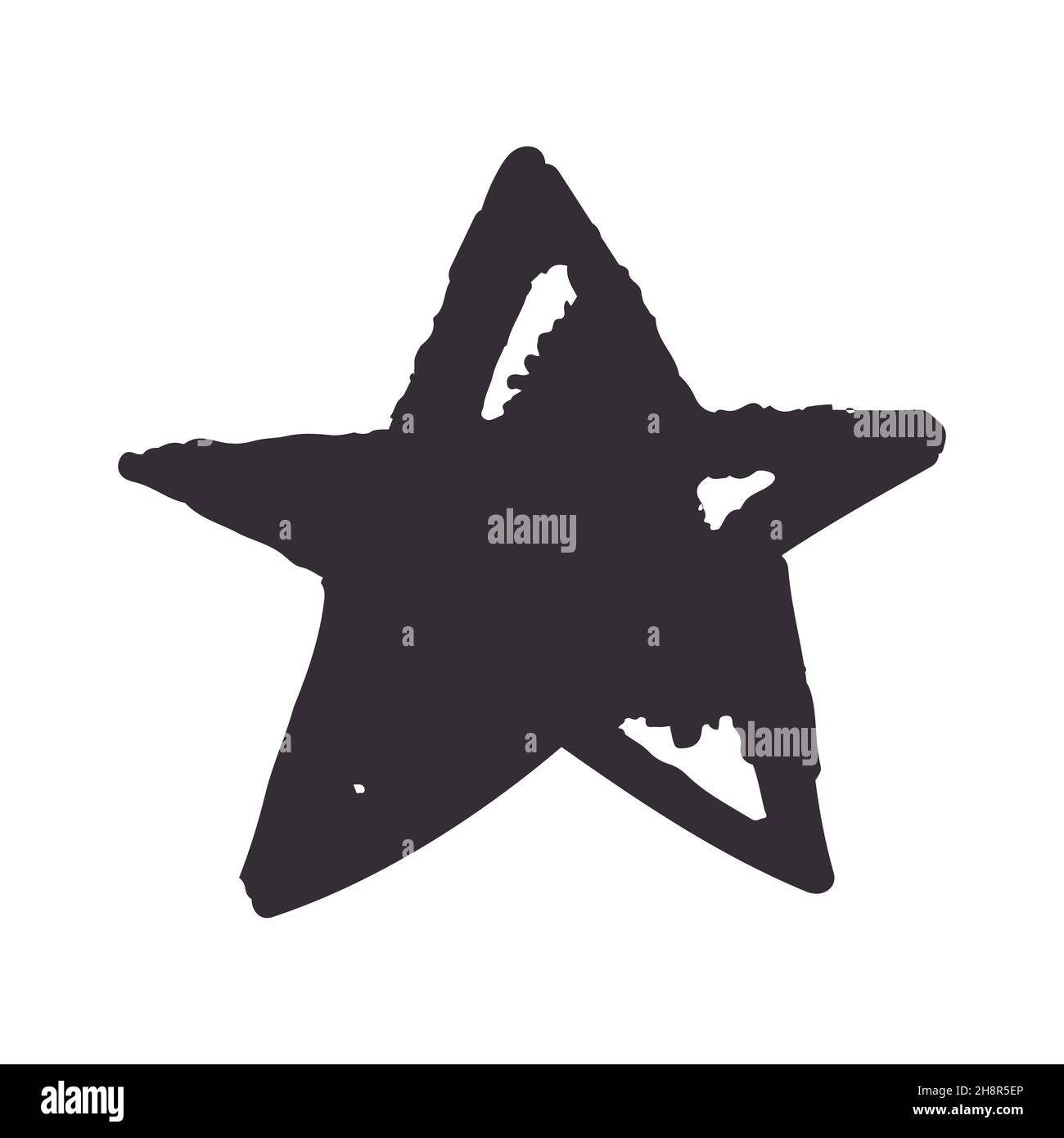 Stern. Symbol im Handzeichnen-Stil. Zeichnen mit Wachsmalstiften ...