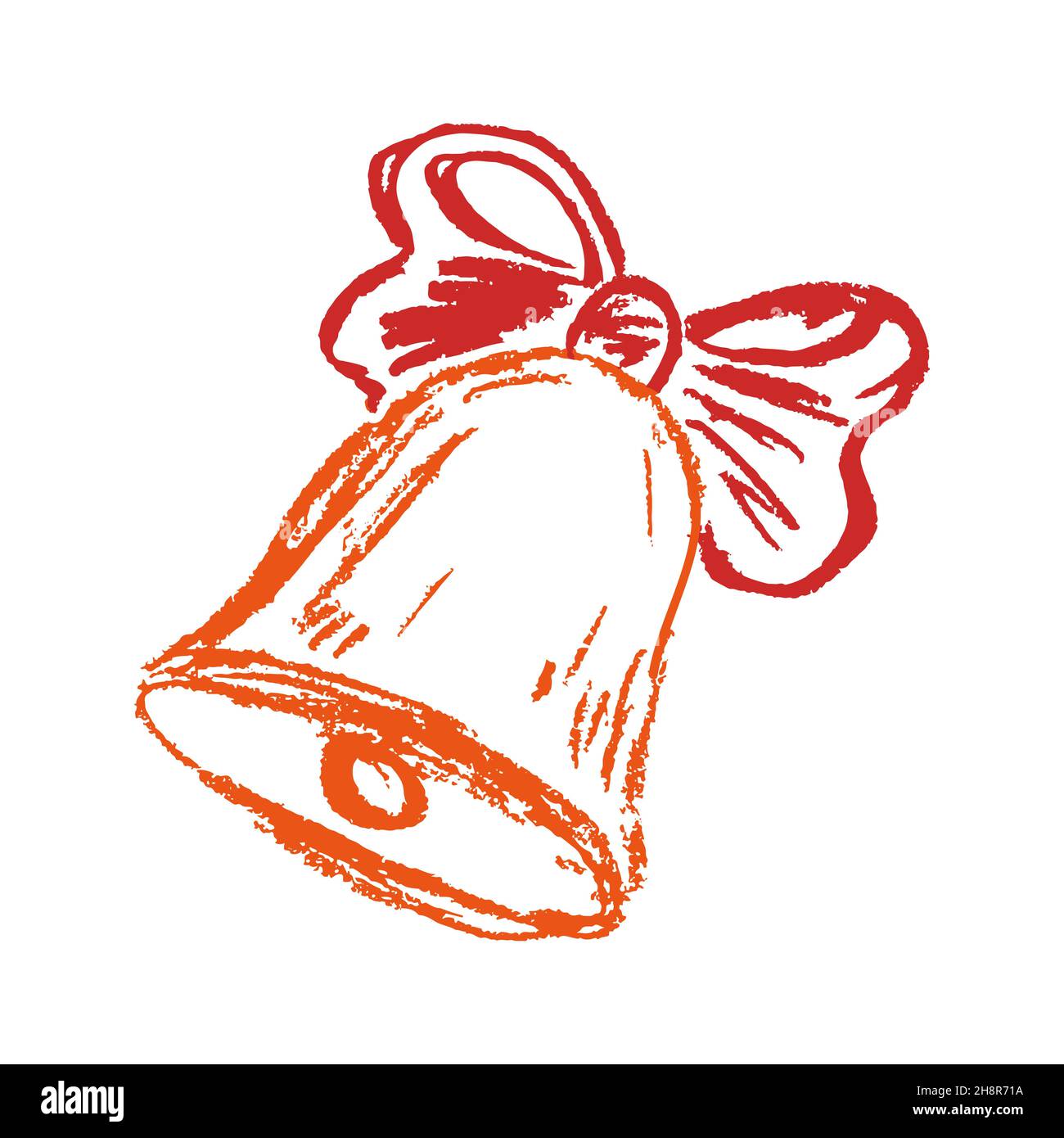 Klingel. Symbol im Handzeichnen-Stil. Zeichnen mit Wachsmalstiften ...