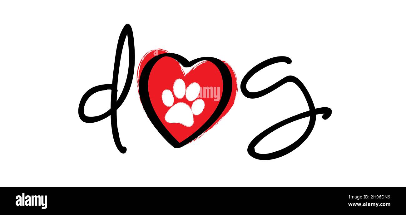 Slagan ich liebe meinen Hund mit Liebe Herz Sumbol. Cartoon ...
