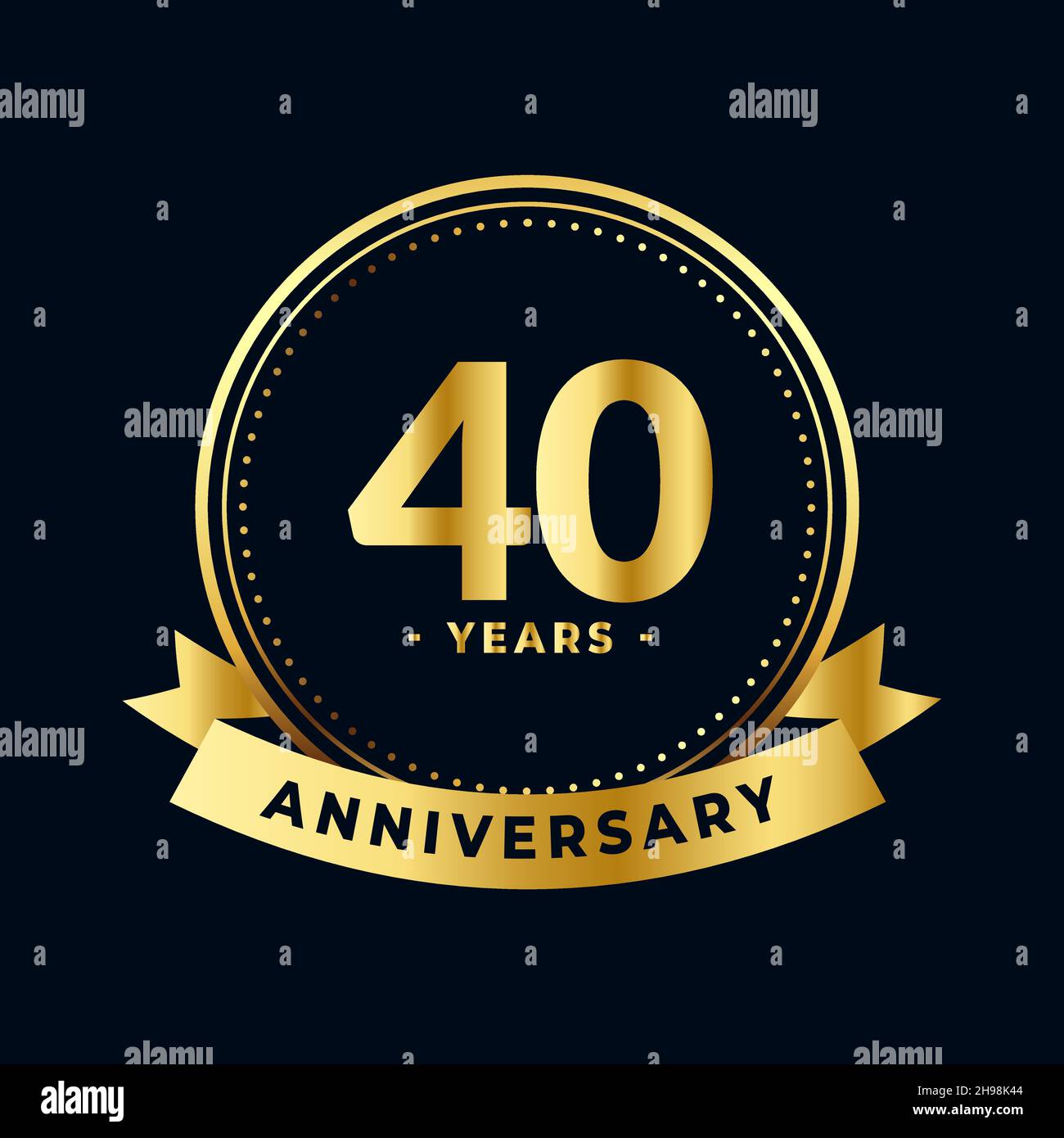 Vierzig Jahre Jubiläumsfeier Gold und Schwarz isoliert Vektor Stock ...