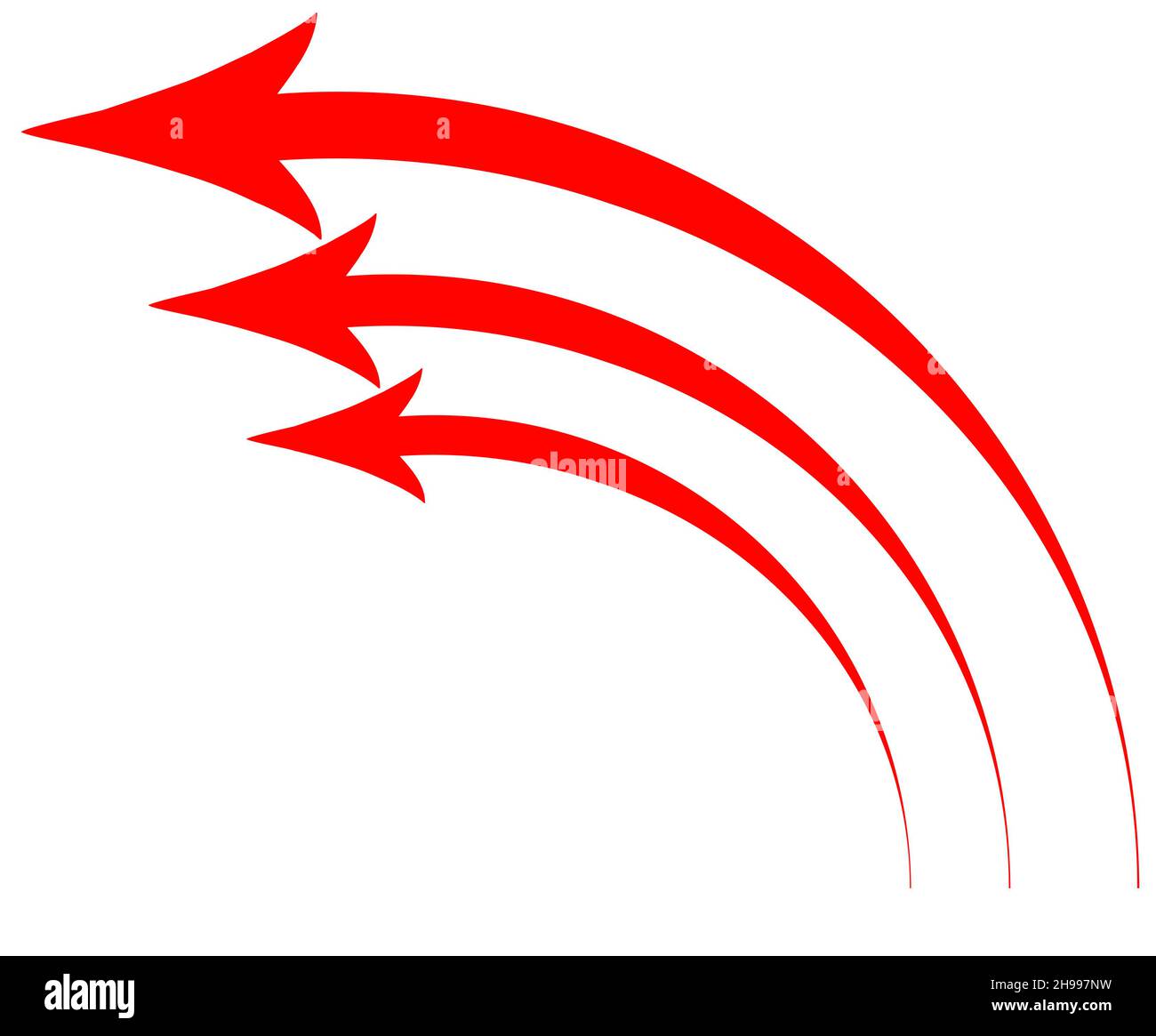 Schilder und Symbole, rote Pfeile, auf weißem Hintergrund ...