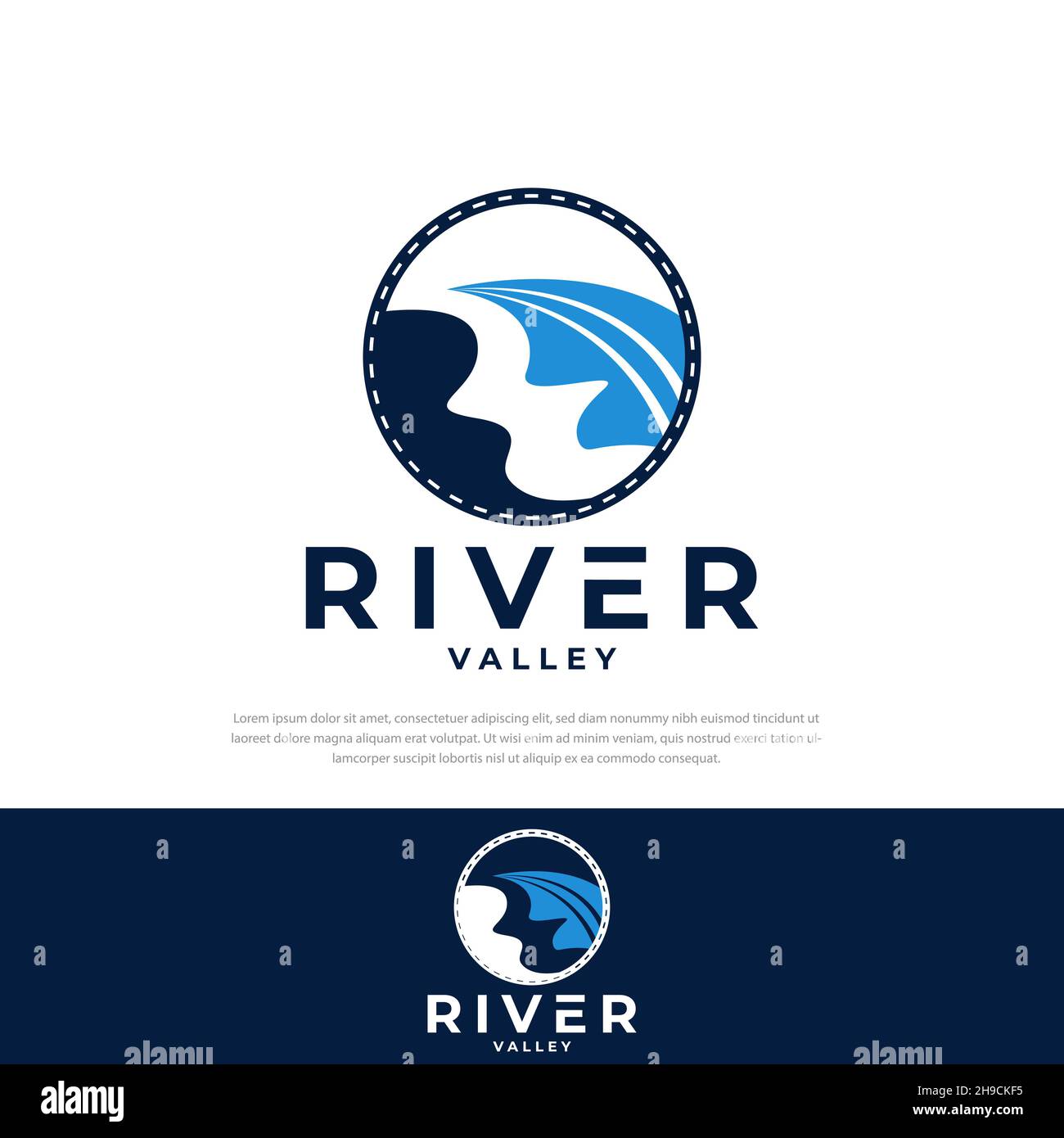 River Valley Logo Design Fluss Creek rund Symbol, Landschaft Vektor ...