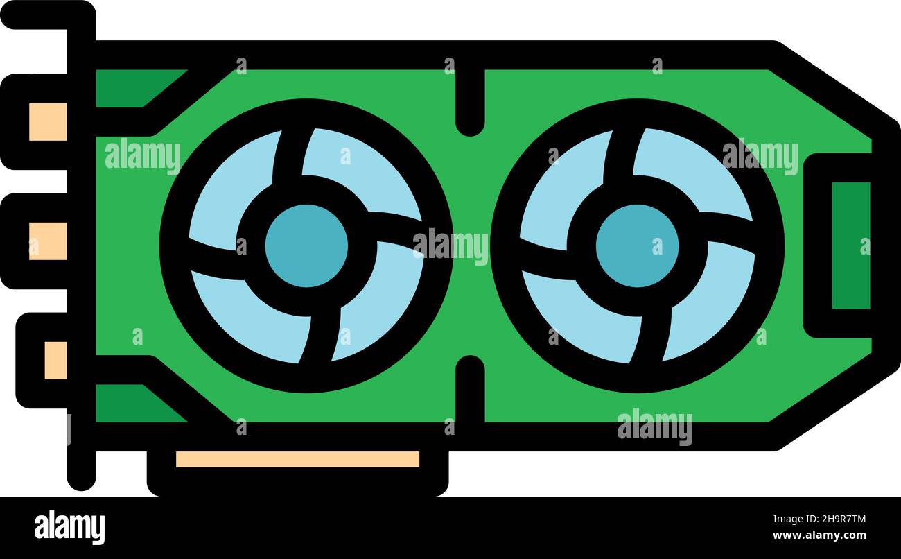 Symbol für die Komponenten-gpu-Karte. Kontur Komponente gpu-Karte ...
