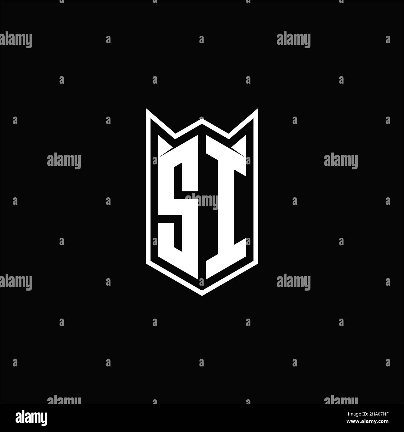 SI Logo Monogramm mit Schild Form Designs Vorlage Vektor-Symbol modern ...