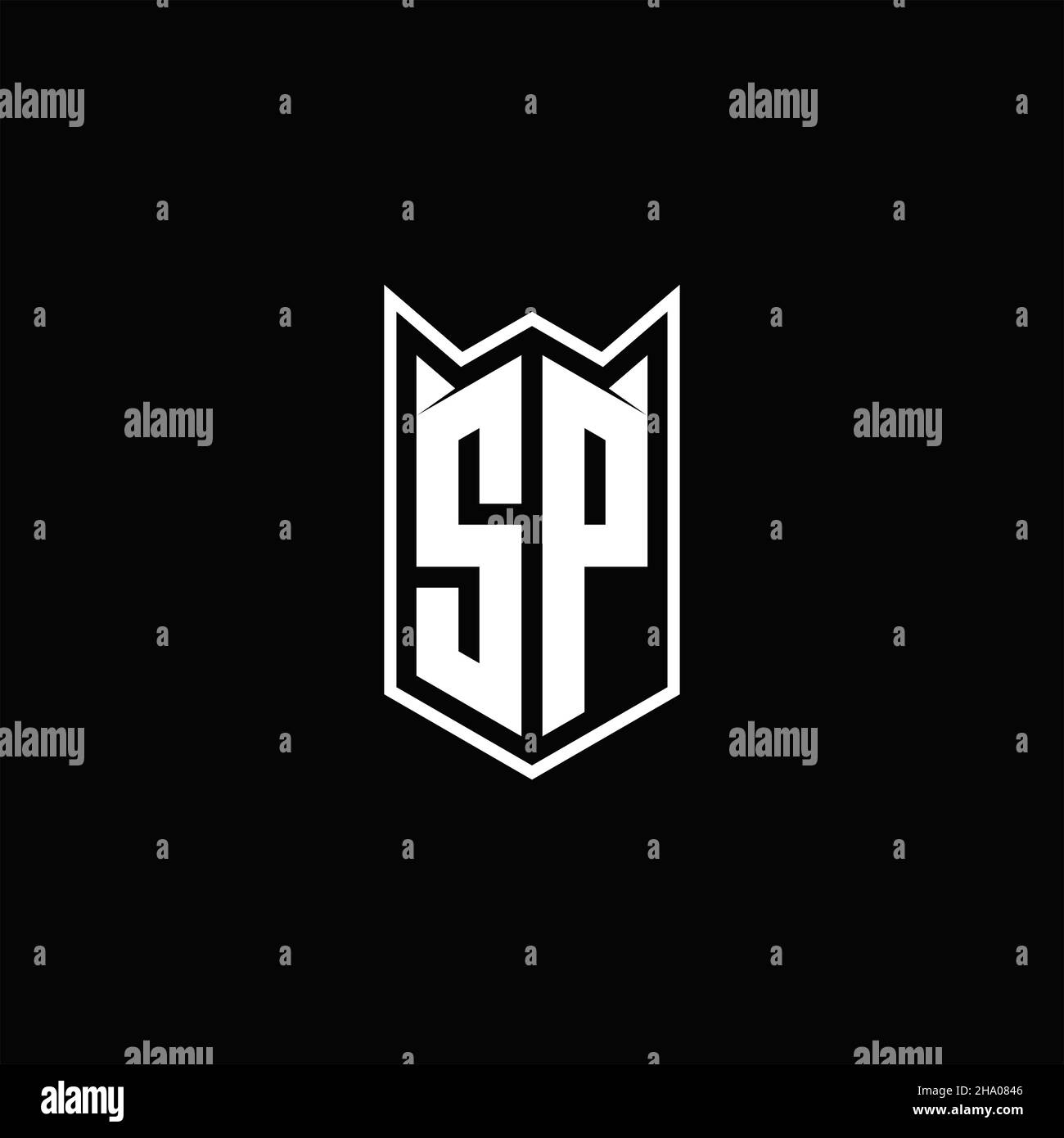 SP Logo Monogramm mit Schild Form Designs Vorlage Vektor-Symbol modern ...