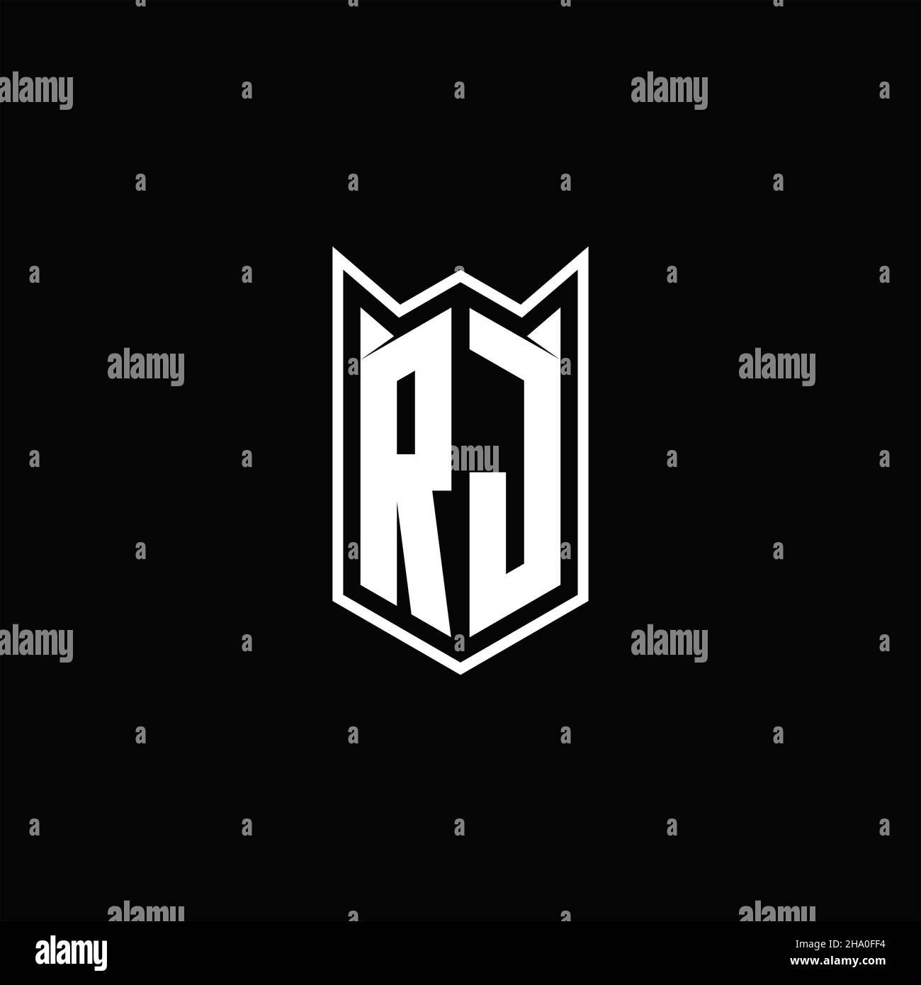 RJ Logo Monogramm mit Schild Form Designs Vorlage Vektor-Symbol modern ...