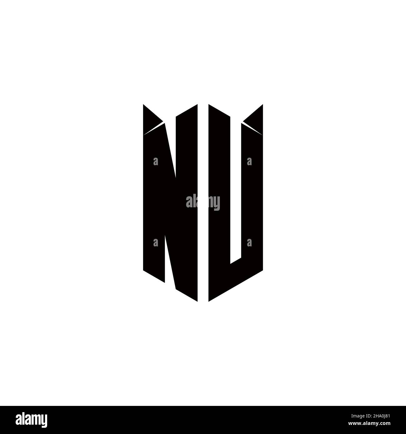 NU Logo Monogramm mit Schild Form Designs Vorlage Vektor-Symbol modern ...