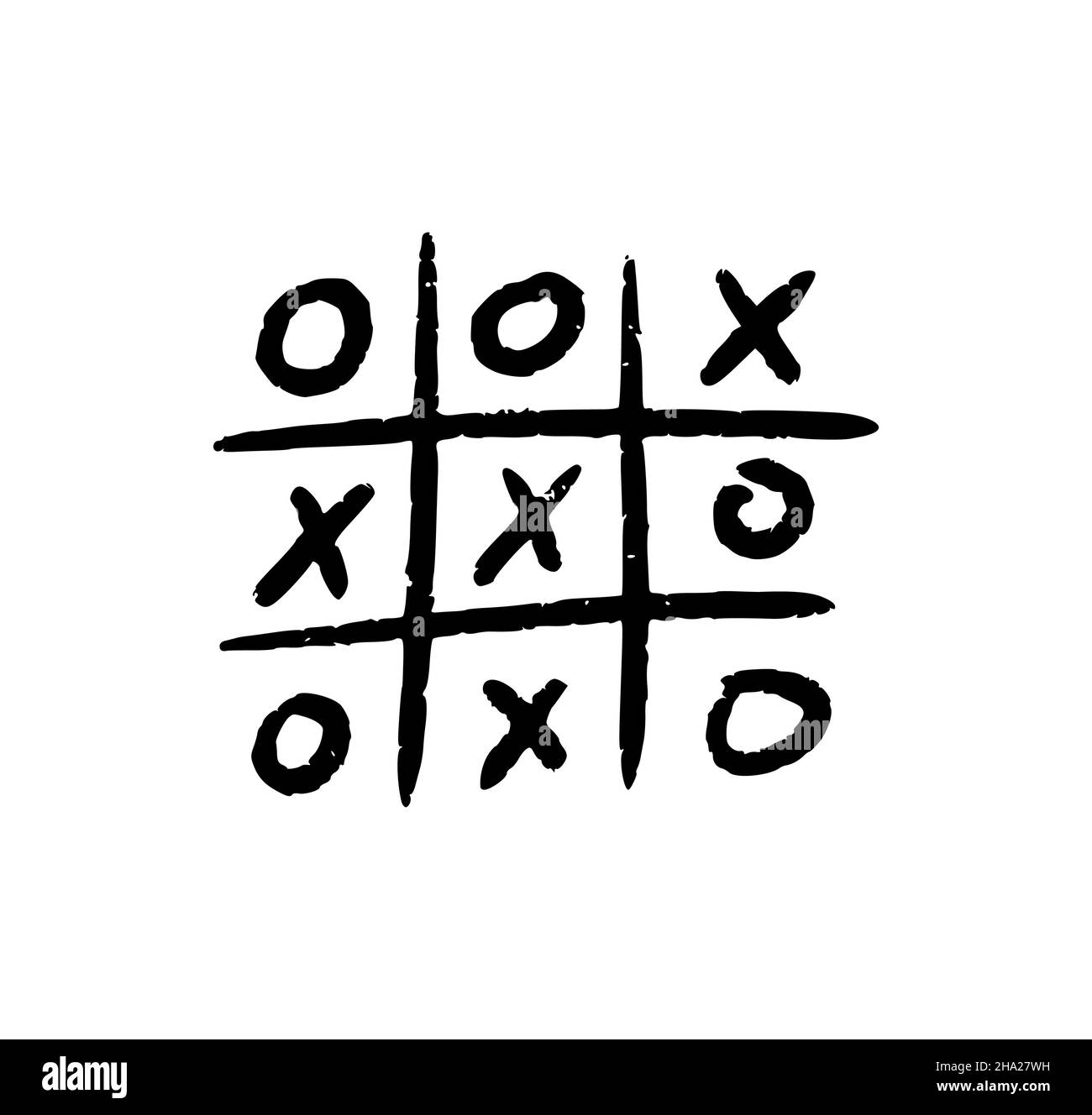 Hand gezeichnet tic tac Toe Spiel. X-O Kinder Spiel. Spielen Sie ein ...