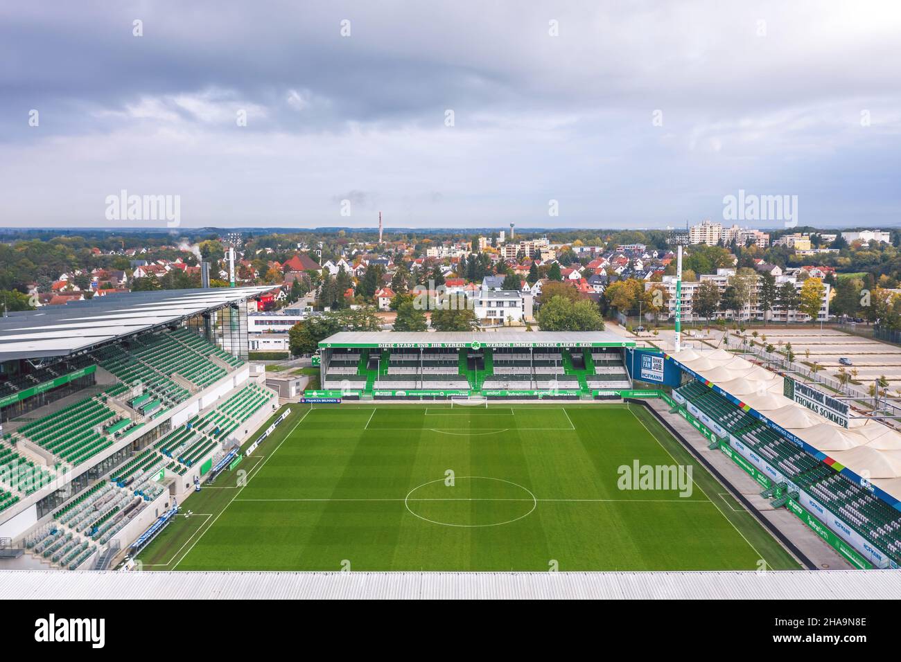 Luftaufnahme über den Sportpark Ronhof Thomas Sommer, Heimstadion des ...