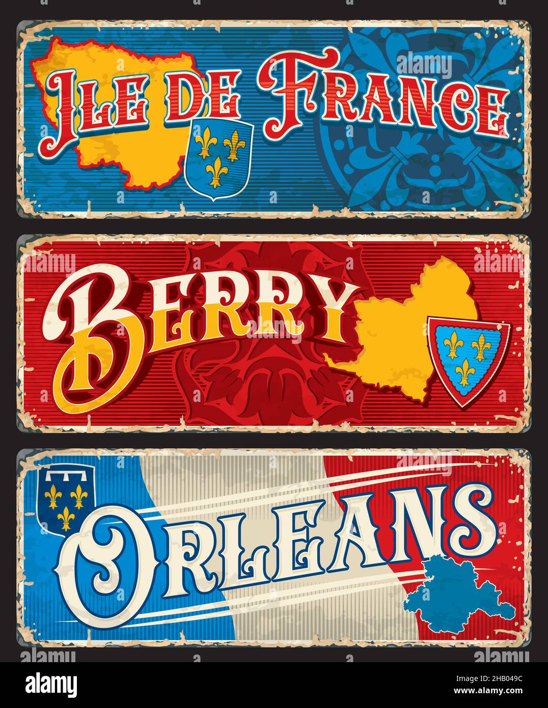 Ile de France, Berry, Orleans France Region Platten oder Aufkleber ...