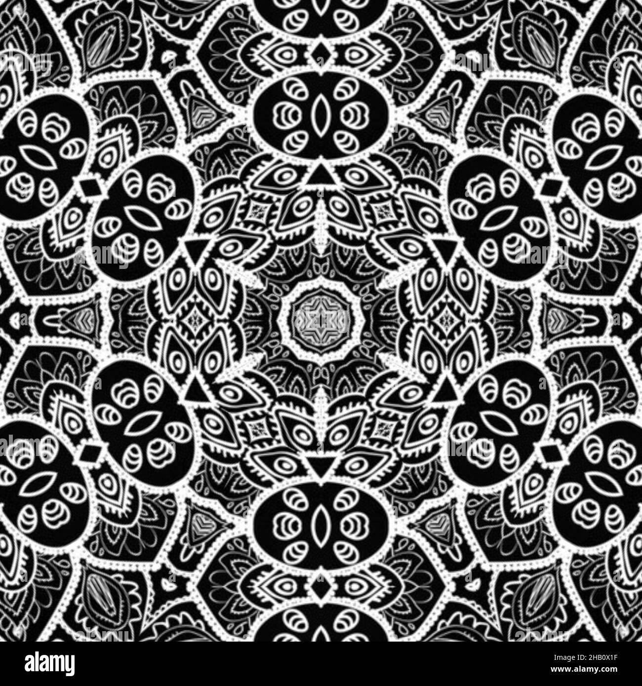 Handgezeichnete Mandala-Kunst mit ethnischem floralem Doodle-Muster ...