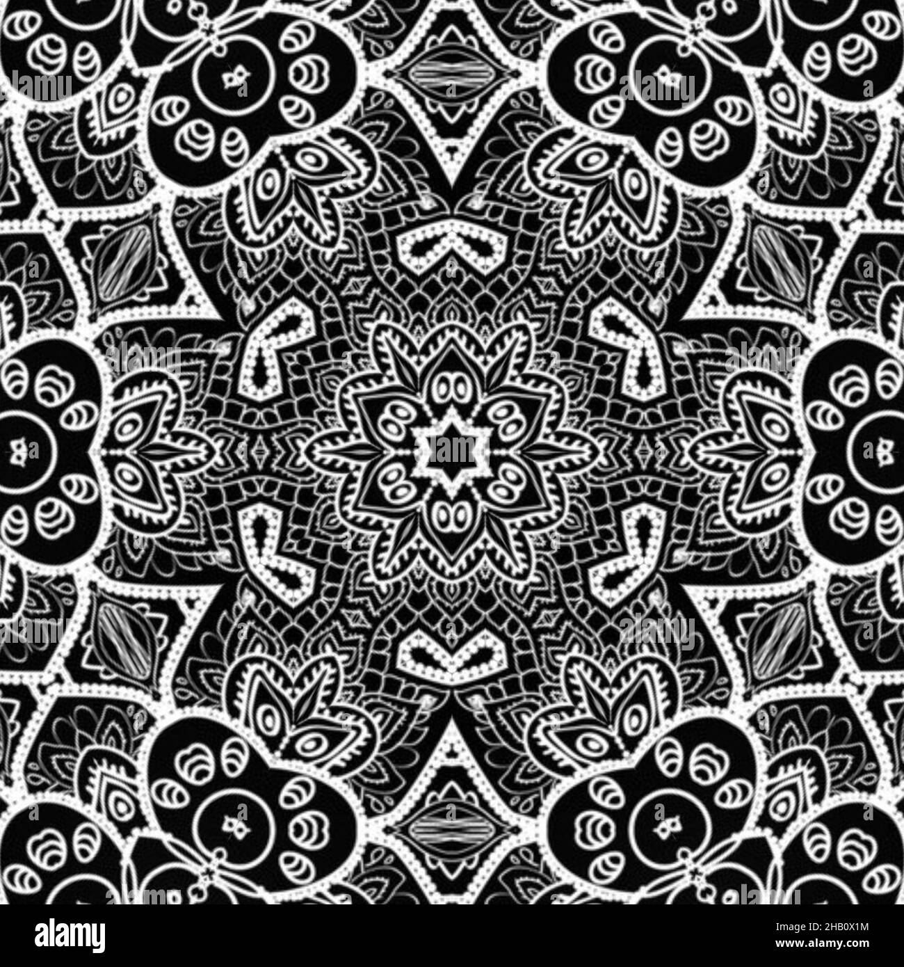 Handgezeichnete Mandala-Kunst mit ethnischem floralem Doodle-Muster ...