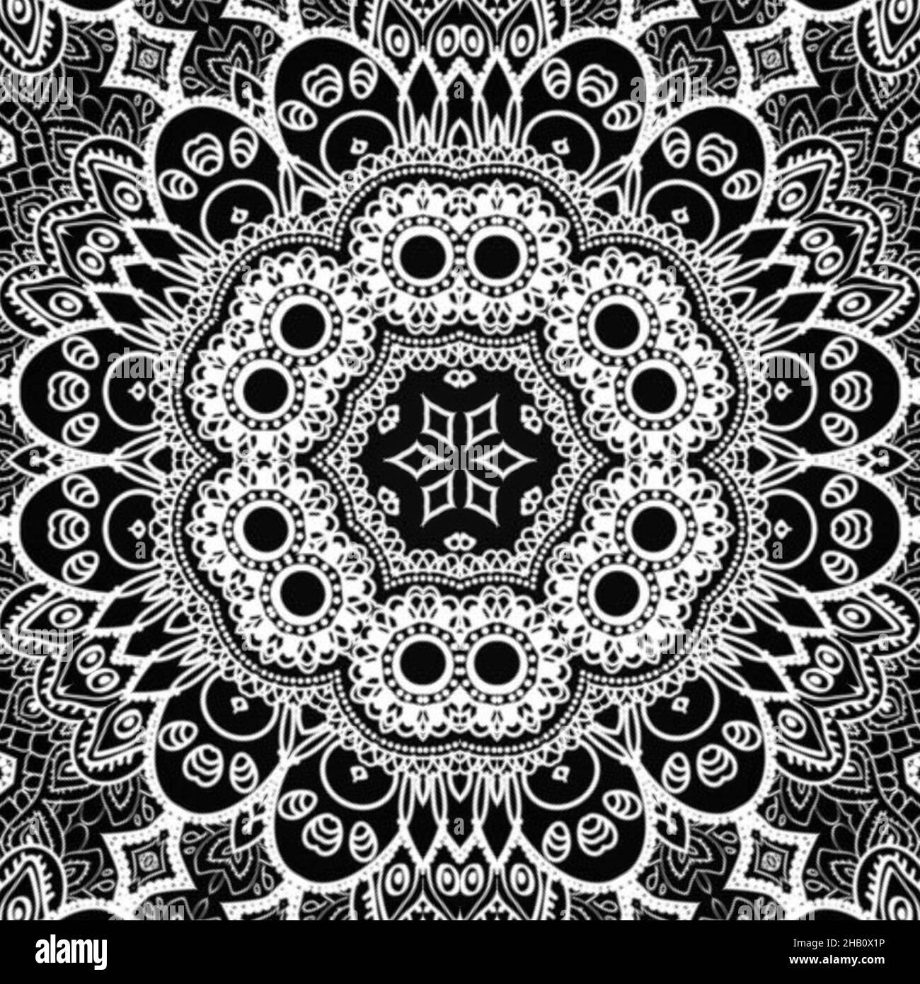 Handgezeichnete Mandala-Kunst mit ethnischem floralem Doodle-Muster ...