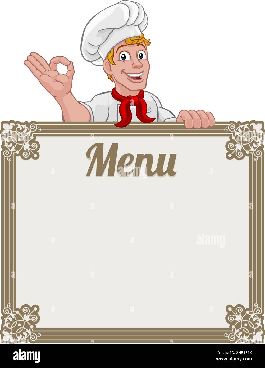 Koch Cook Baker Cartoon Man Menu Hintergrund Unterzeichnen Stock ...