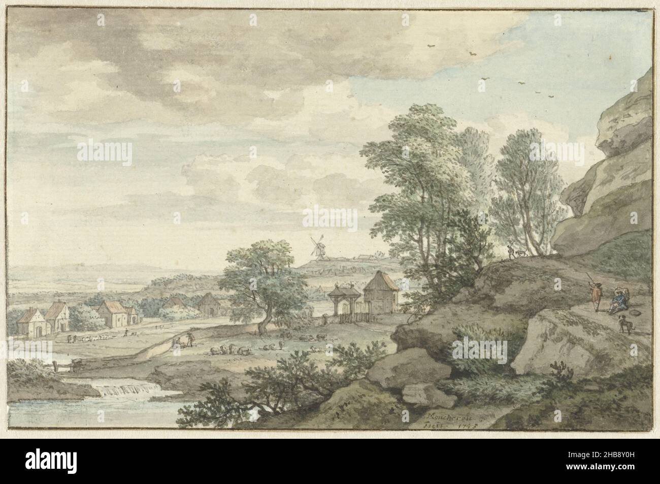 Blick in die Umgebung von Bentheim, Zeichner: Isaac de Moucheron, 1743 ...