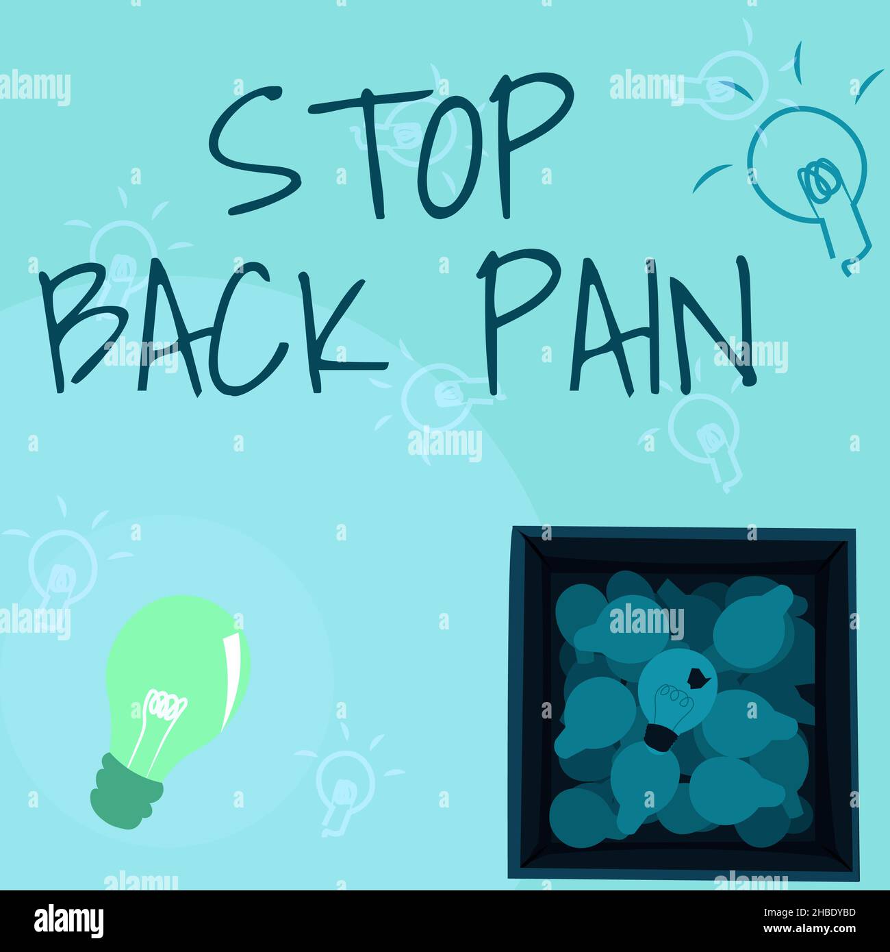 Inspiration mit Schild Stop Back Pain. Das Geschäftskonzept setzte den ...