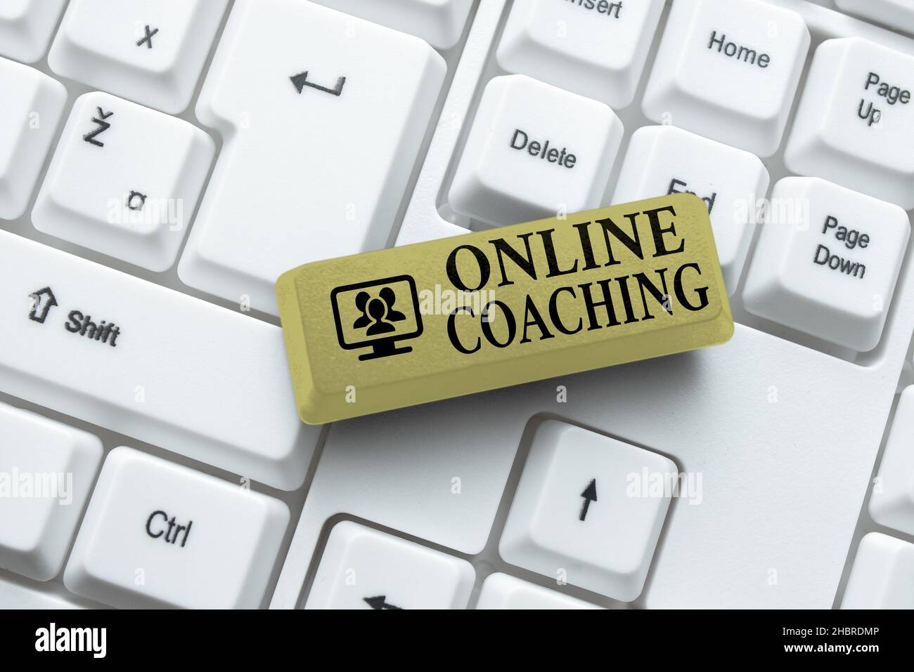 Textschild mit Online-Coaching. Internet-Konzept Lernen aus Online-und Internet mit Hilfe eines ...