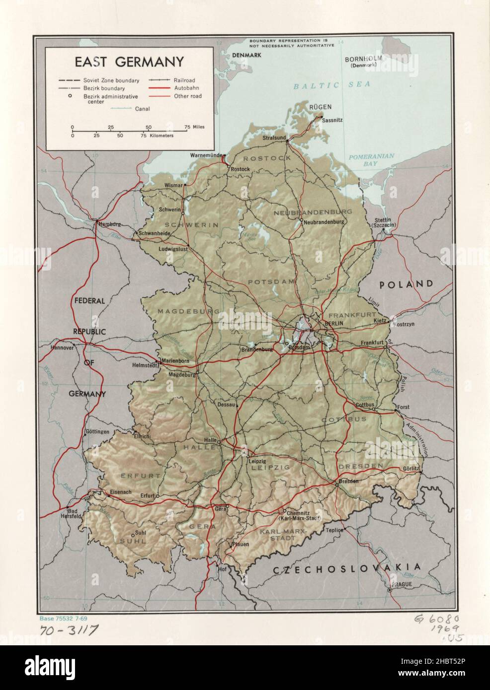 1960s Karte der DDR ca. 1969 Stockfotografie - Alamy