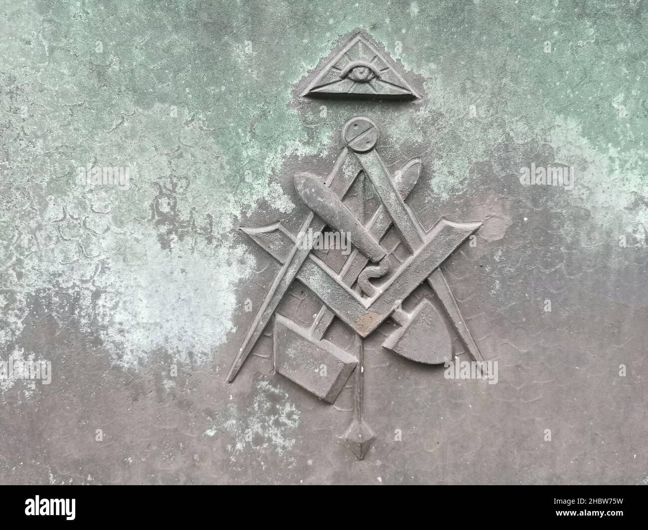Altes Freimaurer Symbol an Grabstätte, Freimaurer, antik, Freimaurer ...