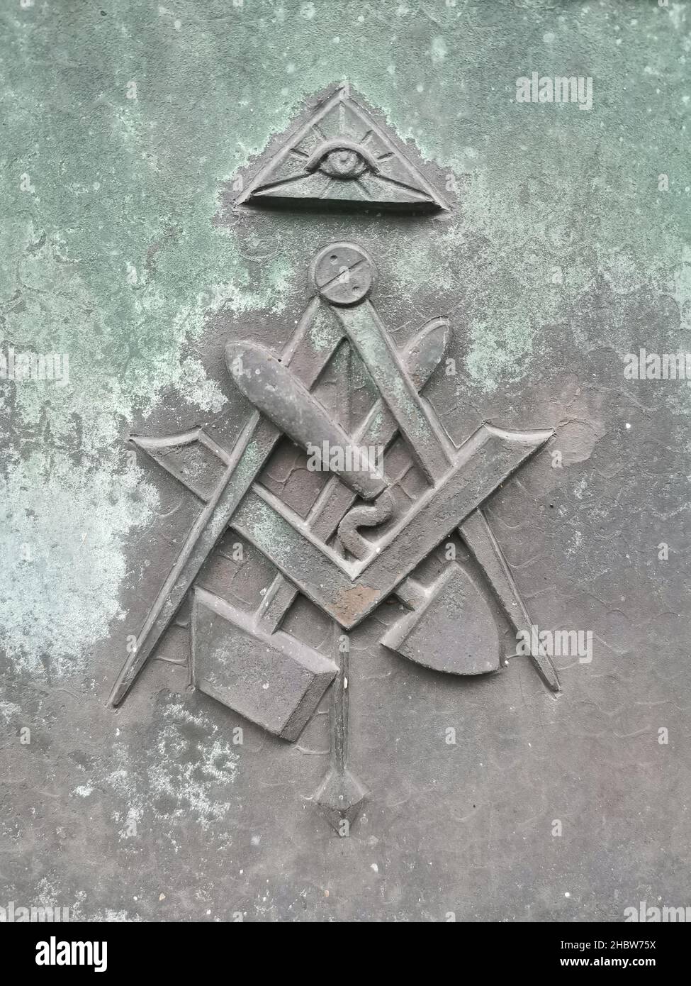 Altes Freimaurer Symbol an Grabstätte, Freimaurer, antik, Freimaurer ...