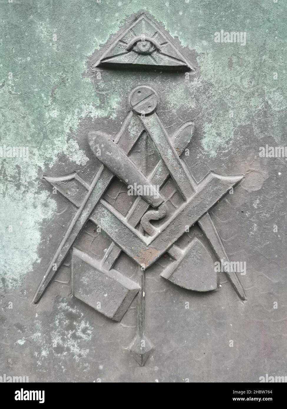 Altes Freimaurer Symbol an Grabstätte, Freimaurer, antik, Freimaurer ...