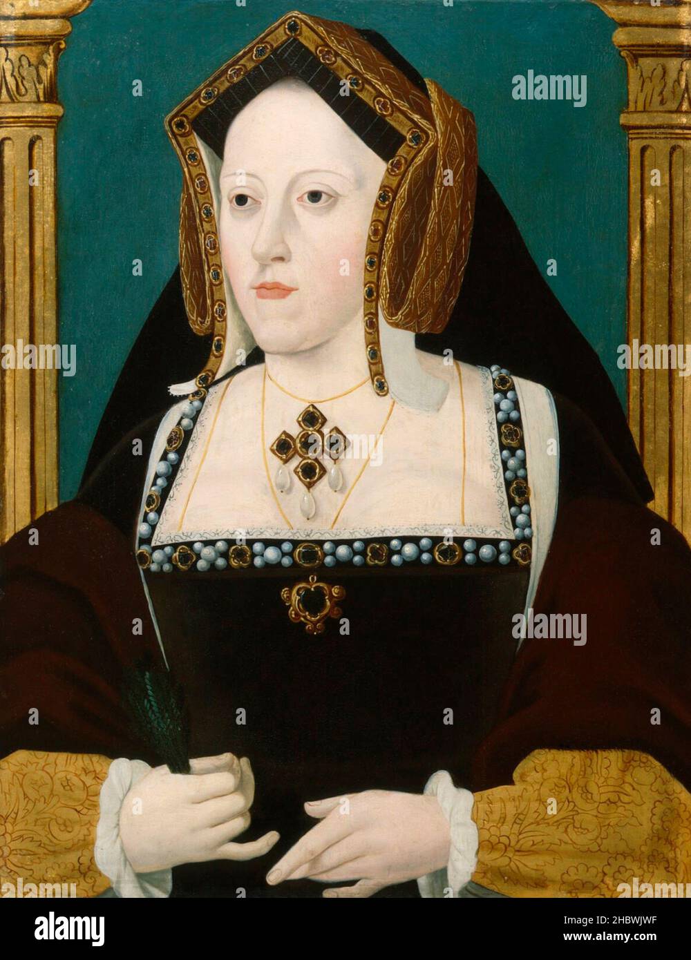 Ein Porträt von Katharina von Aragon, der ersten Frau von König ...