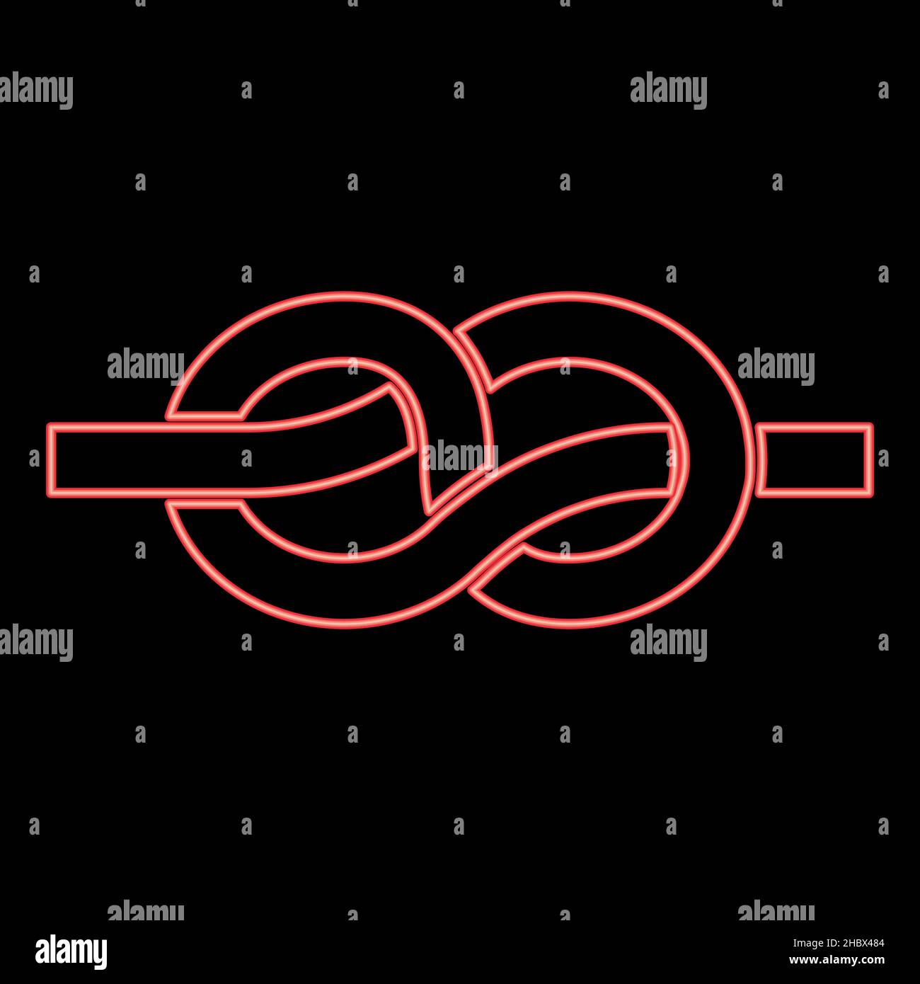Neon Knoten rot Farbe Vektor Illustration Bild flach Stil Licht Stock ...