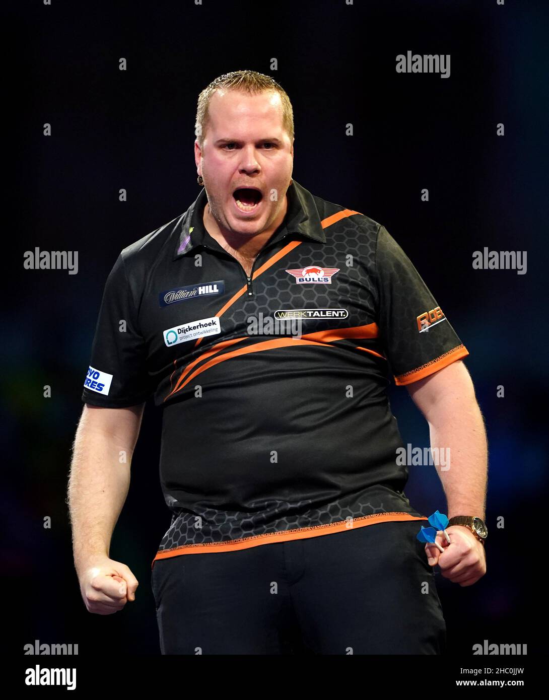 Dirk van Duijvenbode feiert, nachdem er Boris Koltsov am 8. Tag der ...