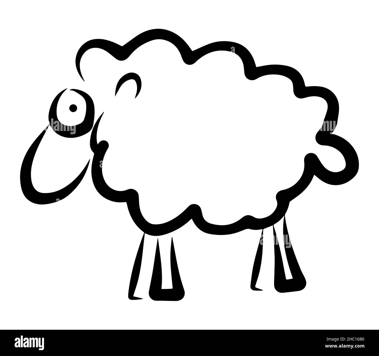 Einfaches Schaf-Logo im fortwährenden Line-Art-Stil. Minimalistische ...