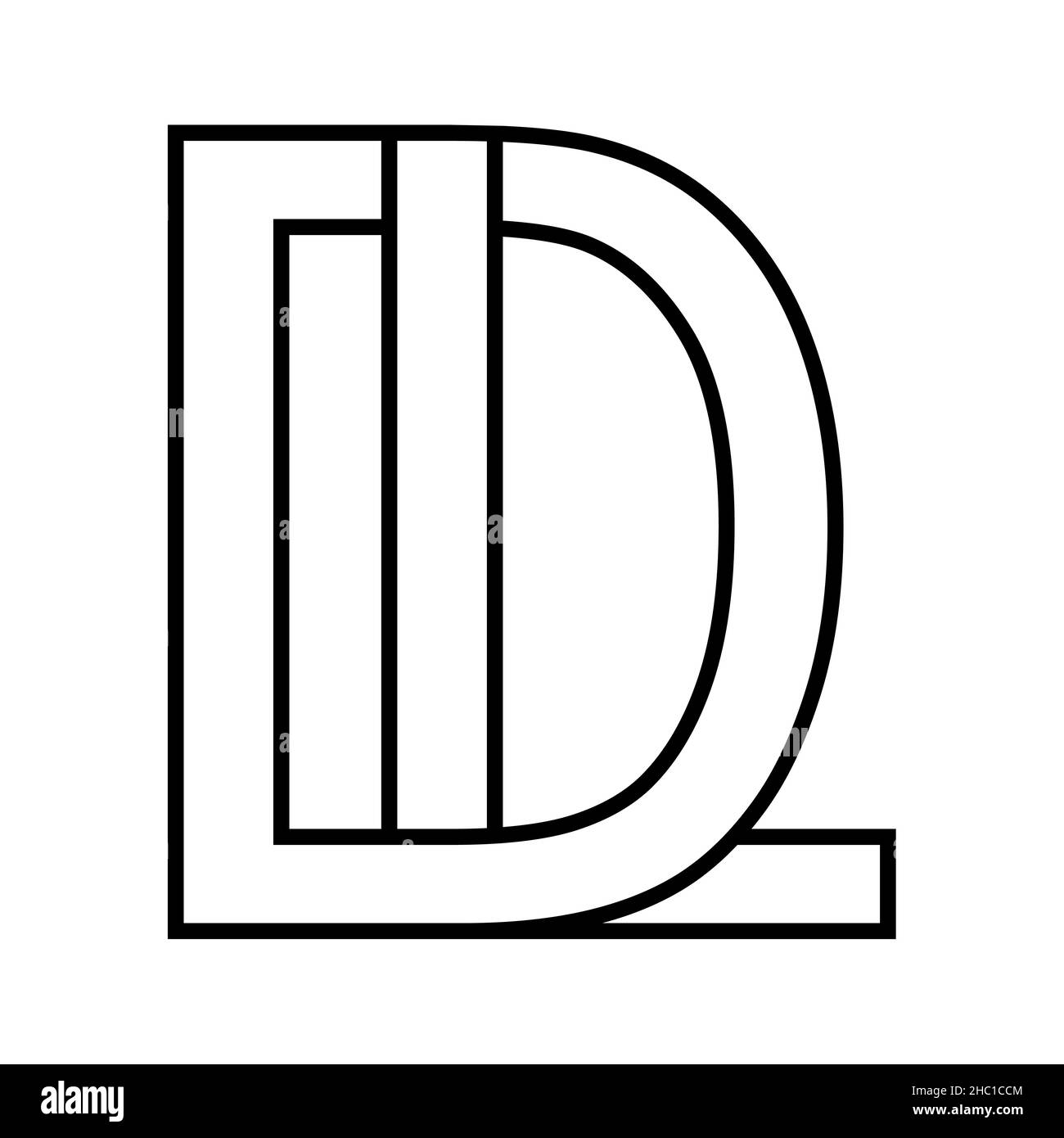 Logo Schild dl ld Symbol Schild dl Zeilensprungbuchstaben d l Stock ...