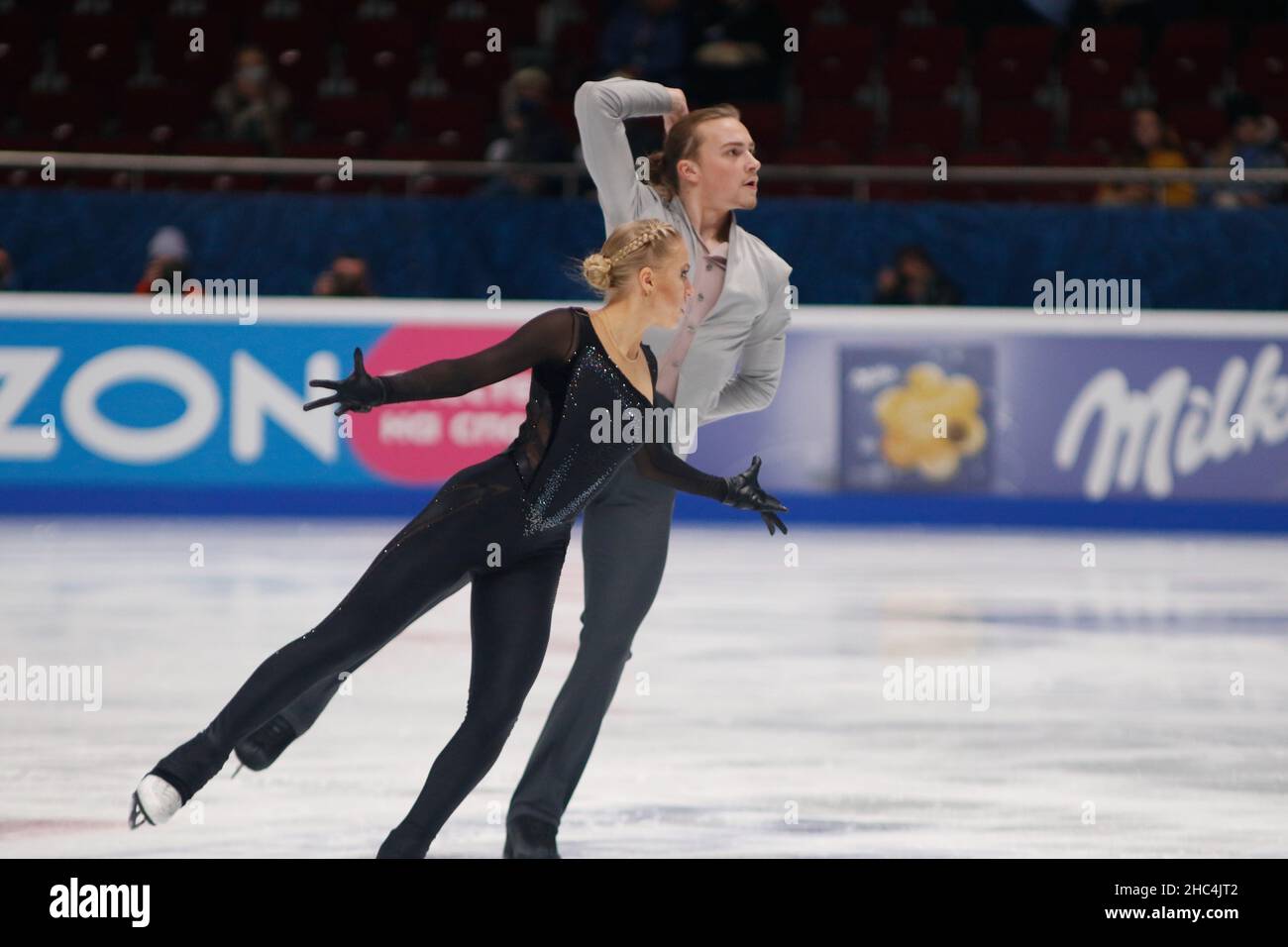 Ekaterina Mironova, Evgenii Ustenko aus Russland tritt beim Eistanz - Freier Tanz am zweiten Tag ...