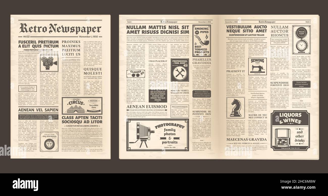 Alte zeitungsanzeige Stock-Vektorgrafiken kaufen - Alamy