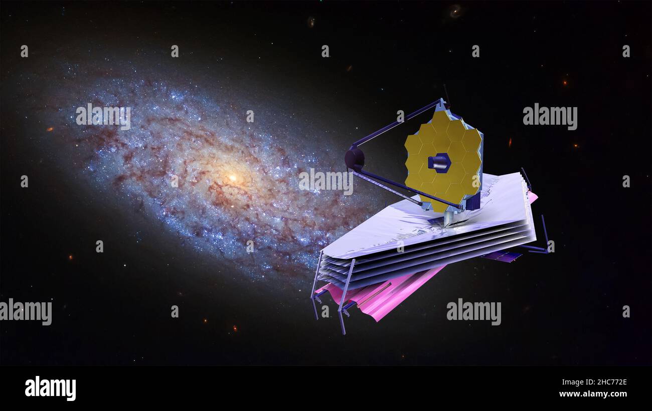 James Webb Weltraumteleskop mit Blick auf Galaxien. Dieses Bild ist von der NASA eingerichtet ...