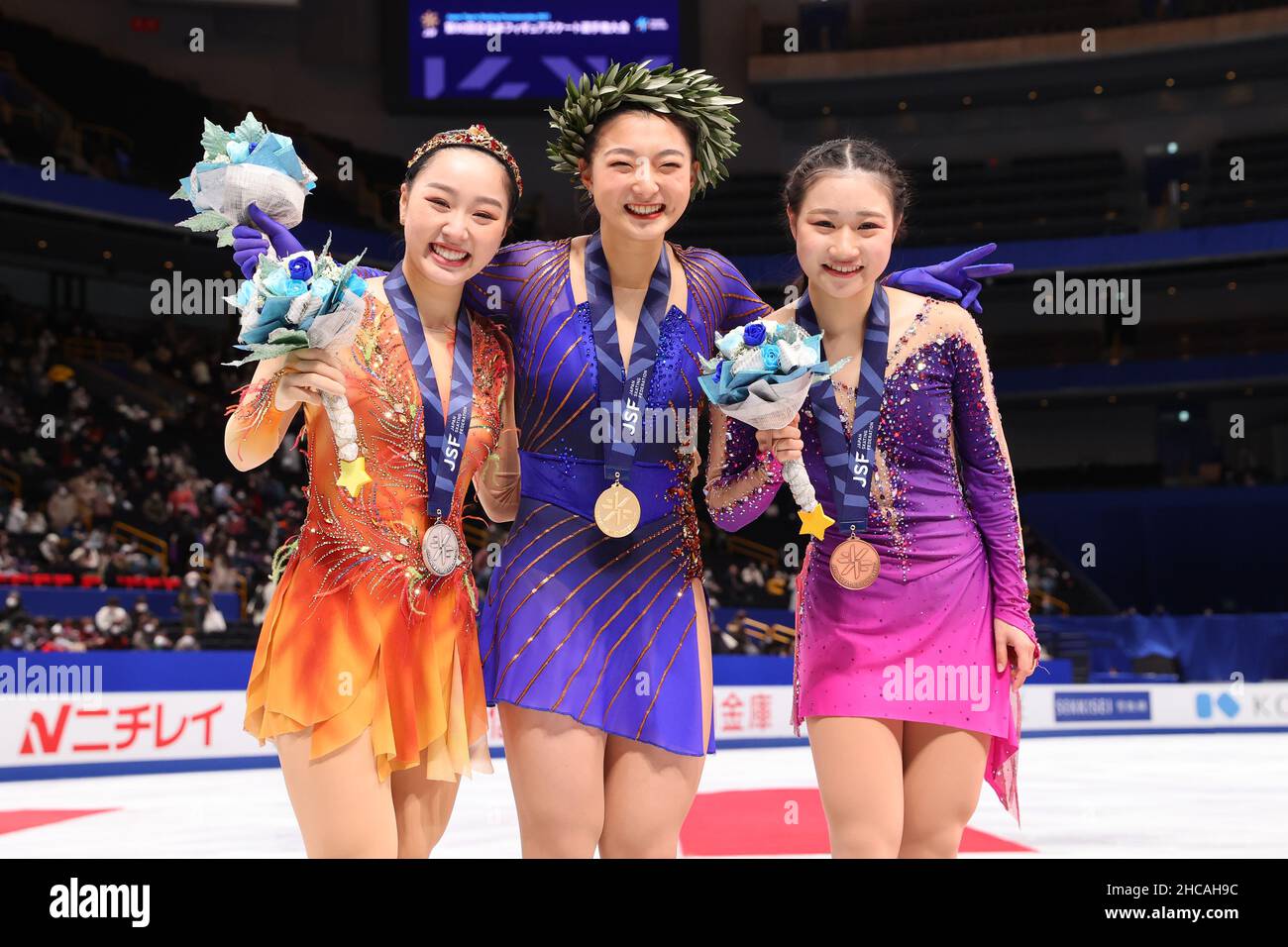 Saitama, Japan. 25th Dez 2021. (L-R) Wakaba Higuchi, Kaori Sakamoto ...