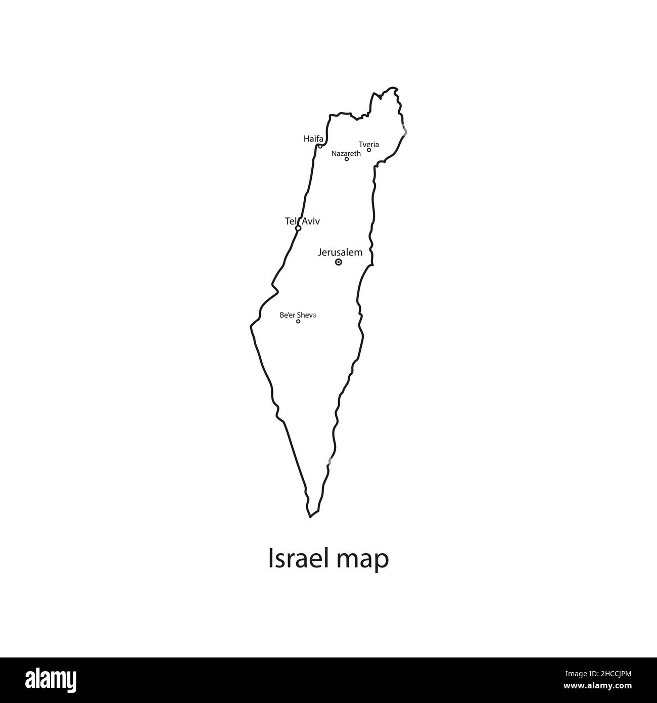 Israel Weltkarte Land Umriss in schwarzer Kontur. Vektorgrafik Stock ...