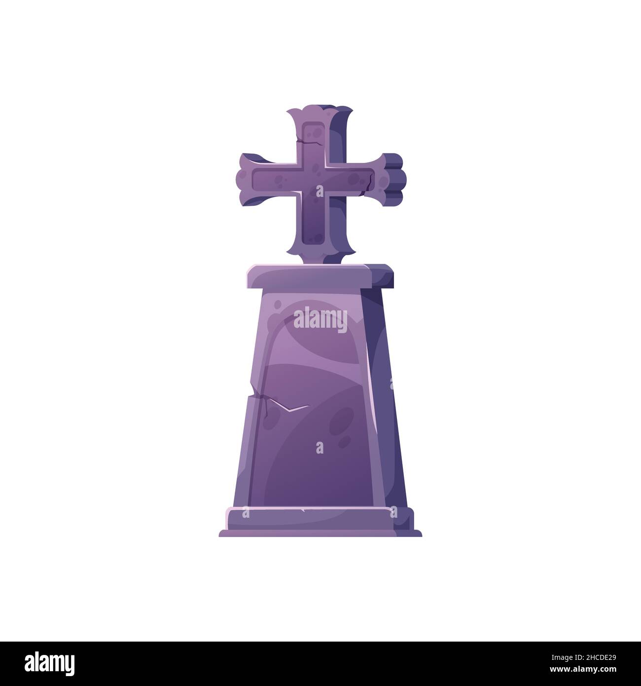 Grabstein mit Kreuz Cartoon-Symbol, Grabstein isoliert Halloween-Symbol ...