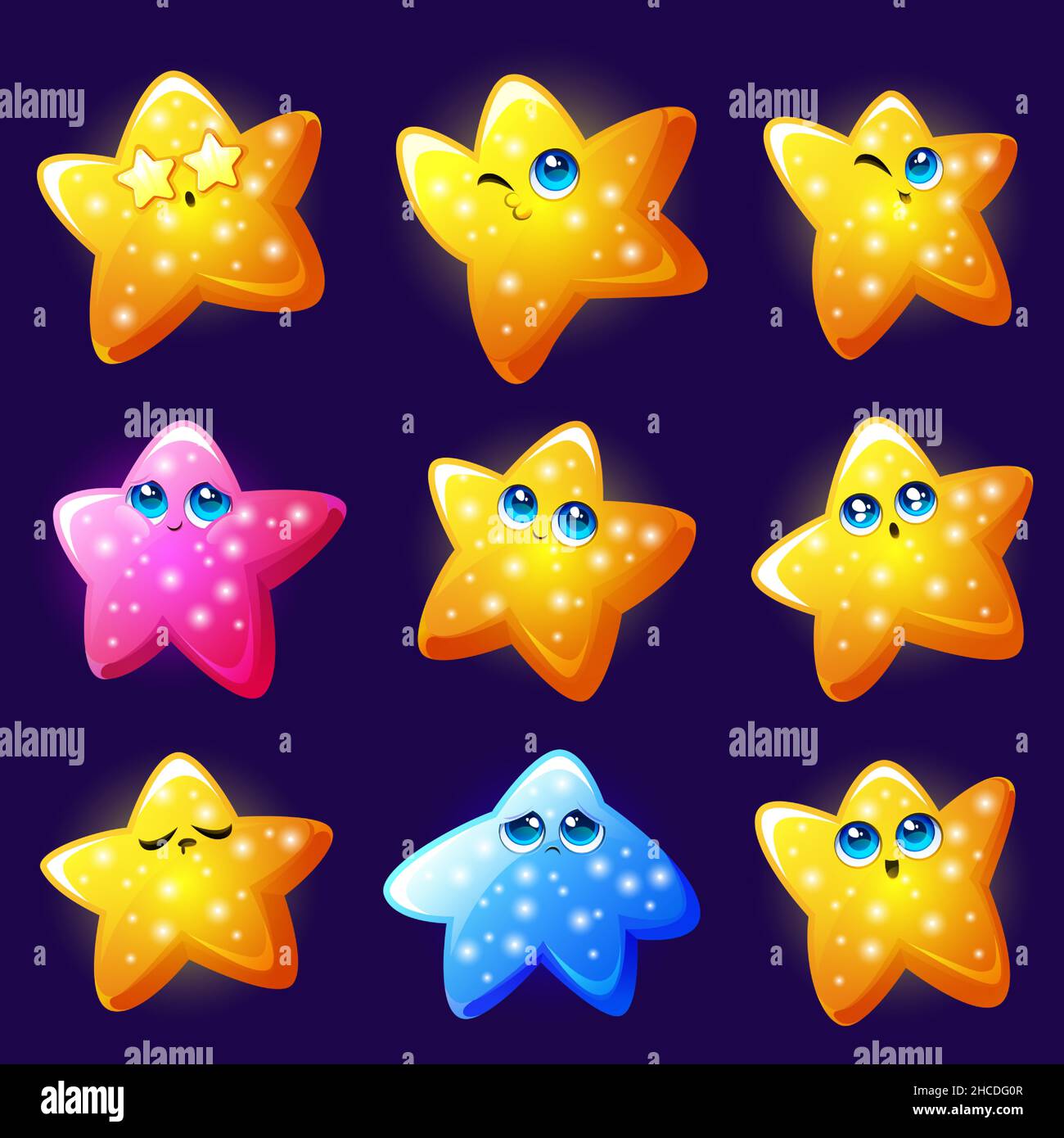 Cute Kawaii Star Face Emoticon Stockfotos und -bilder Kaufen - Alamy