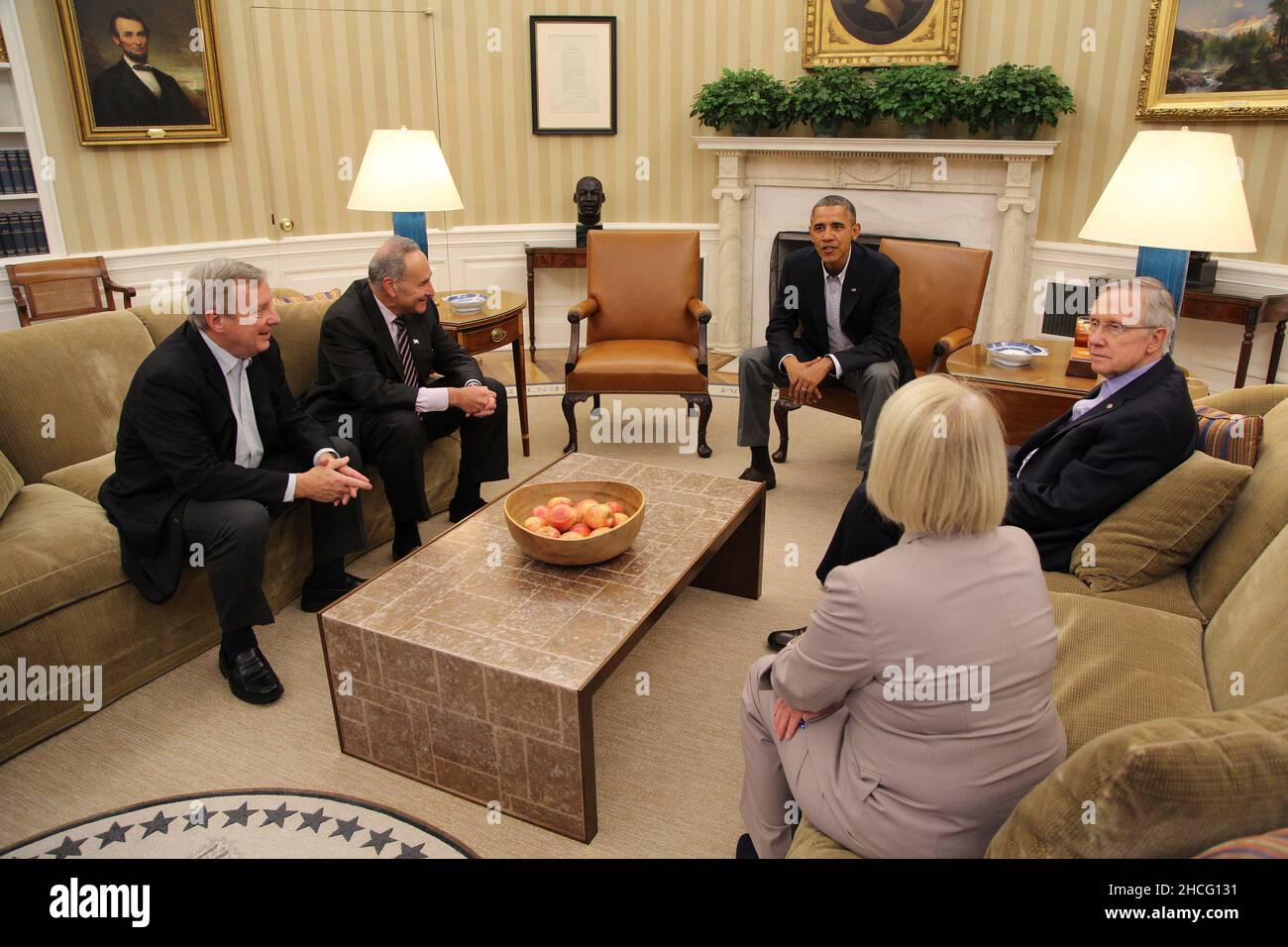 Präsident Barack Obama trifft sich am Samstag, den 12. Oktober 2013, im ...