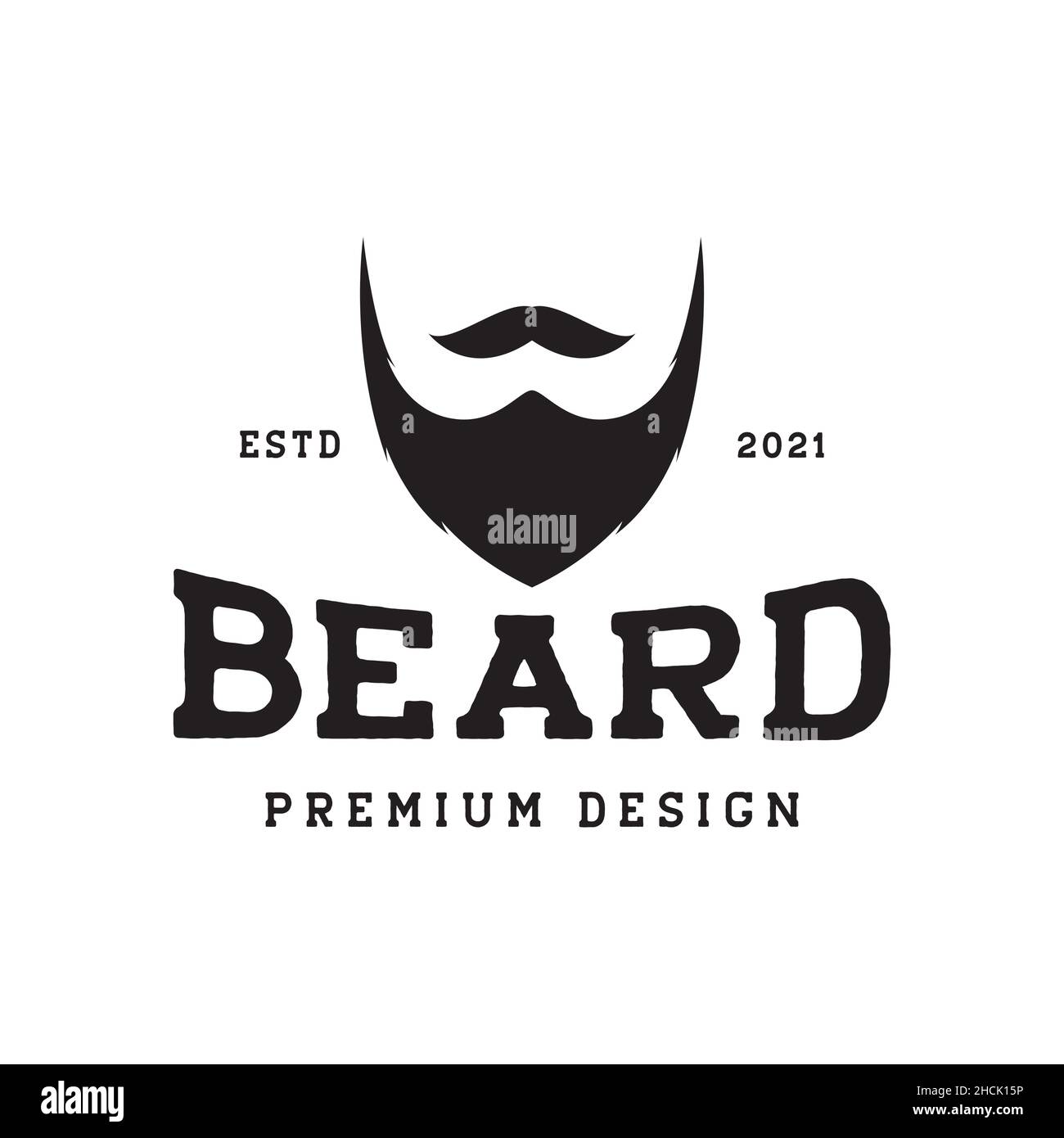 Vintage Gesicht mit Bart und Schnurrbart Logo Design Vektor Grafik ...