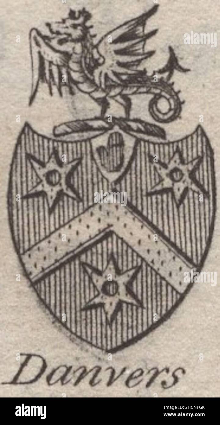 Antiker 18th-Jahrhundert-Stich heraldisches Wappen, englische Baronet ...