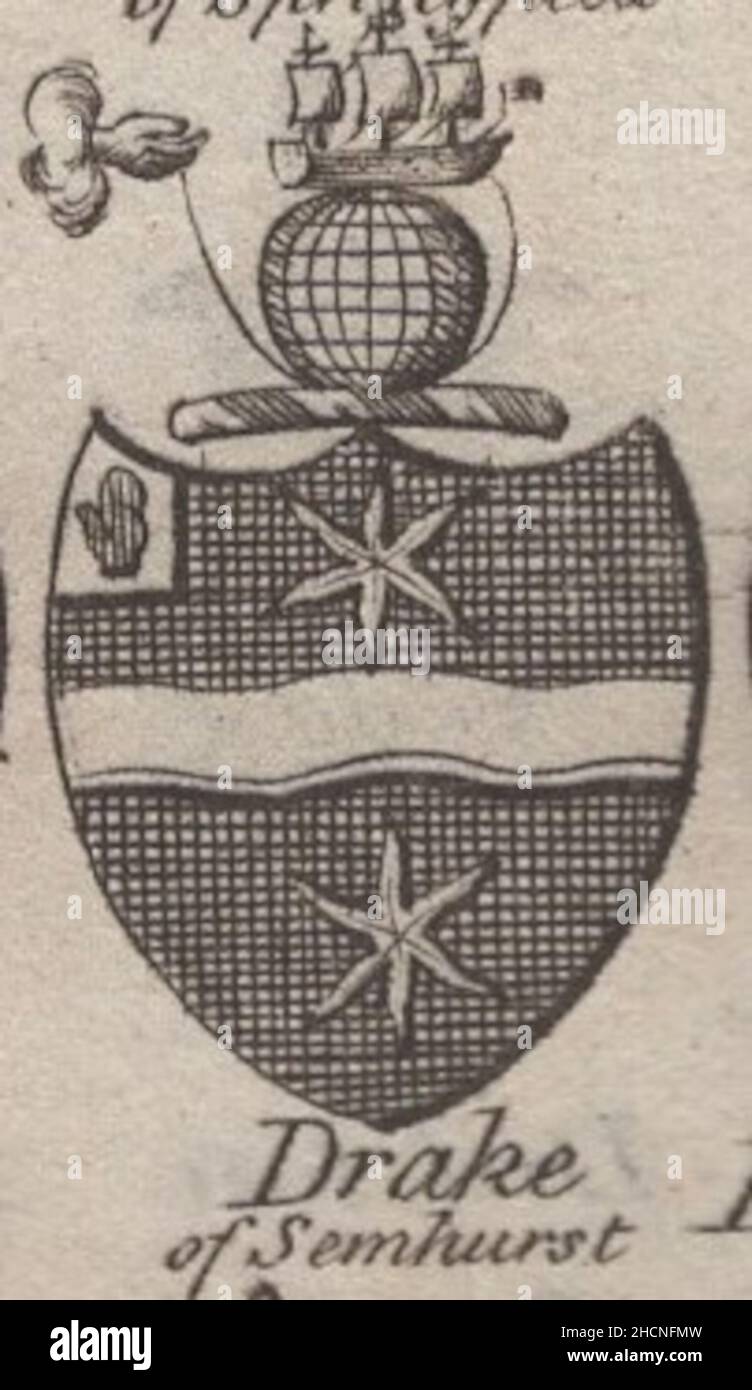 Antike Gravur aus dem 18th. Jahrhundert Wappen, englischer Baronet ...