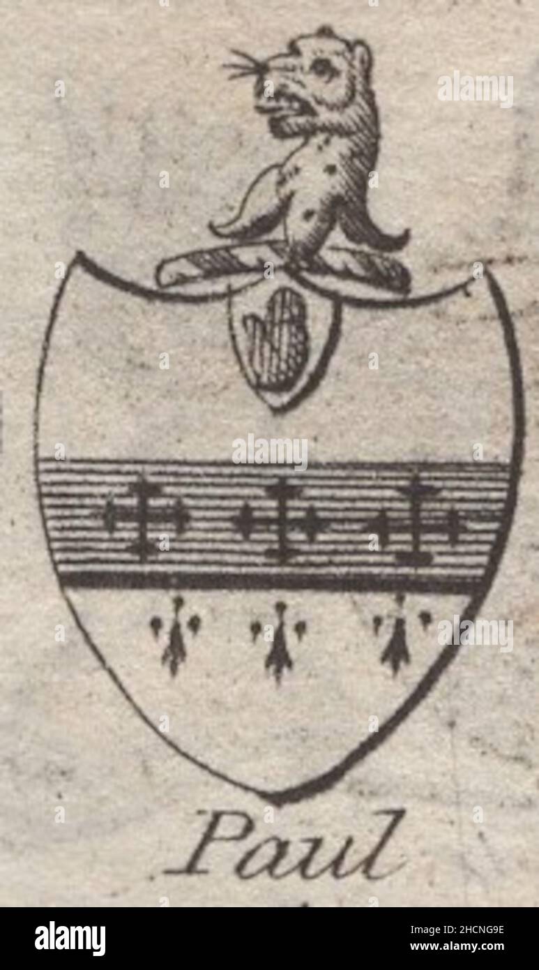 Antike Gravur aus dem 18th. Jahrhundert heraldisches Wappen, englisches ...