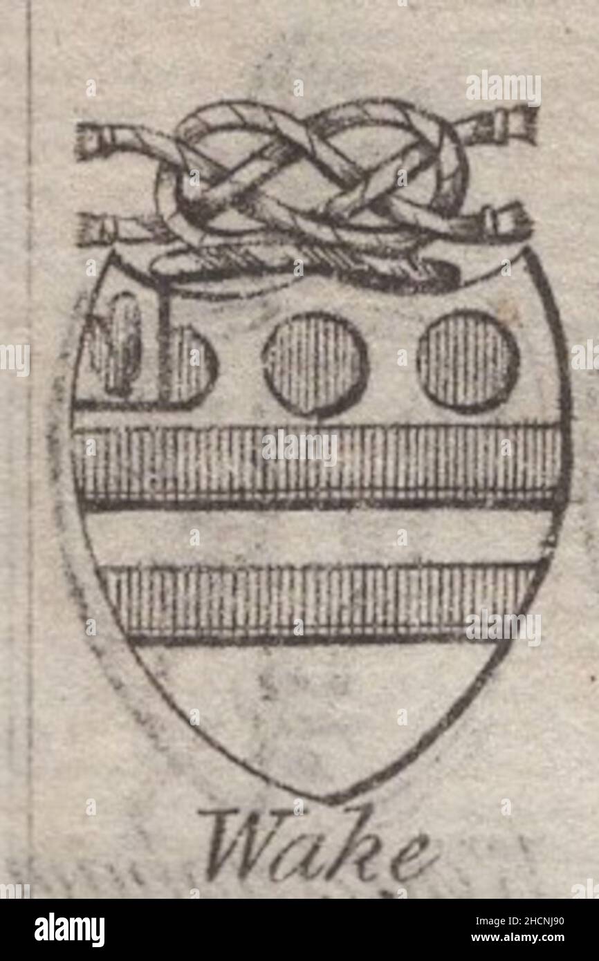 Antiker 18th-Jahrhundert-Stich heraldisches Wappen, englisches Baronet ...