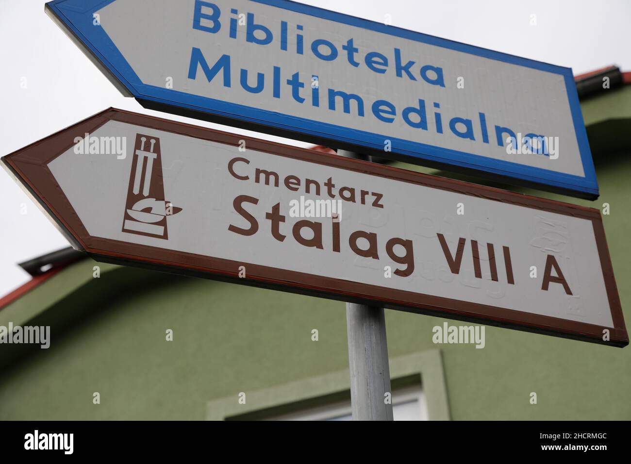 Im Bild Hinweisschild: STALAG VIIA, das Stammlager VIII A , kurz ...